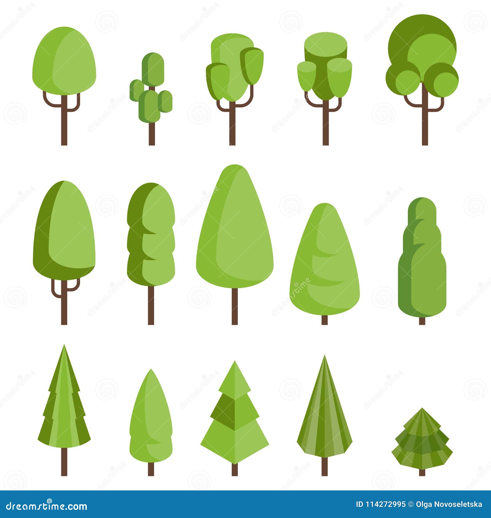 Isometric trees set stock vector. Illustration of green - 114272995