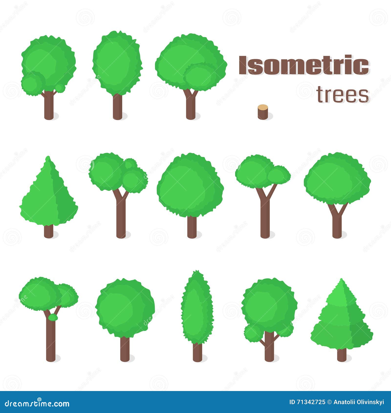 Isometric trees set. stock vector. Illustration of foliage - 71342725