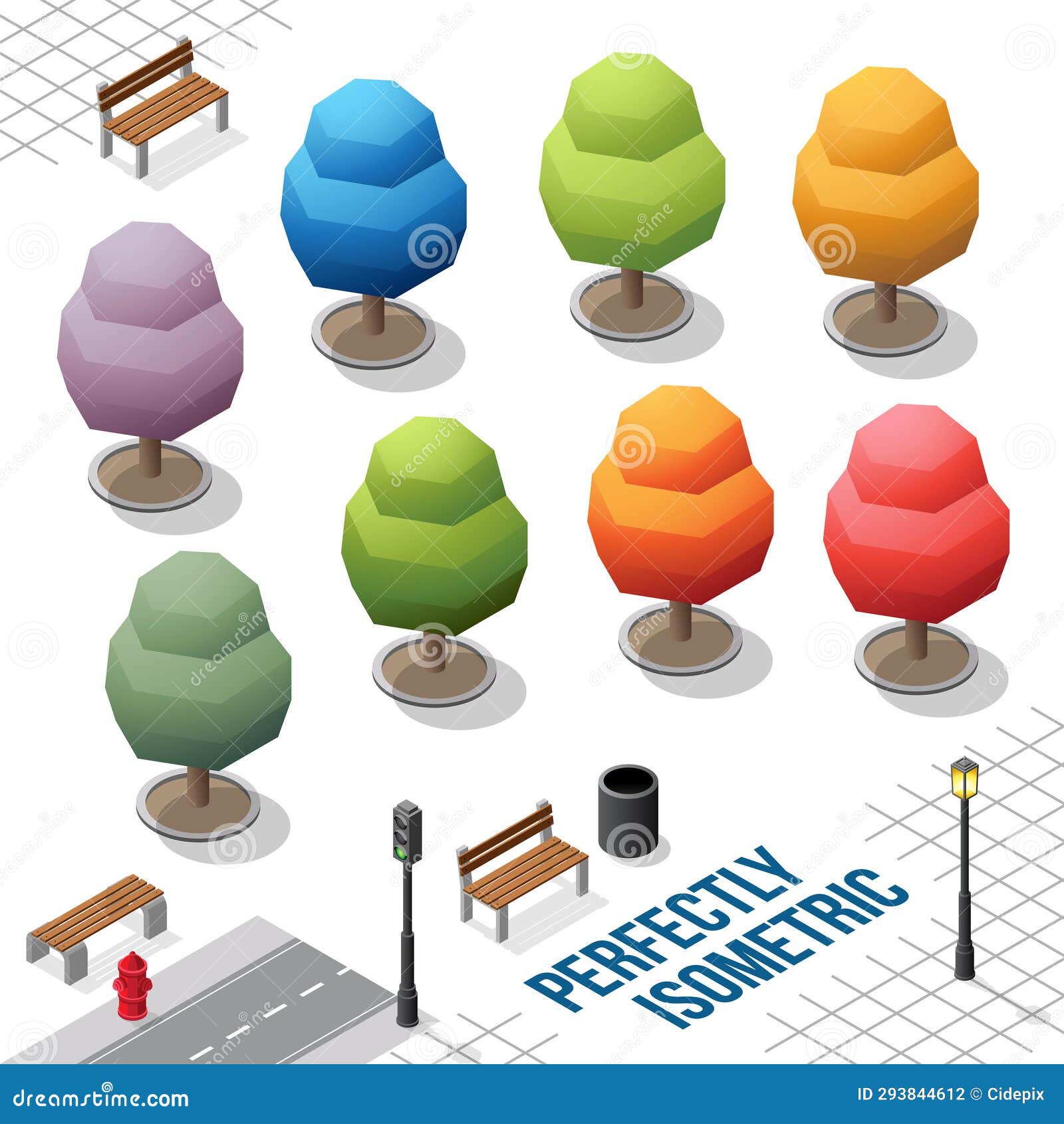 Isometric Trees Set 13 Isolated on White Stock Vector - Illustration of ...