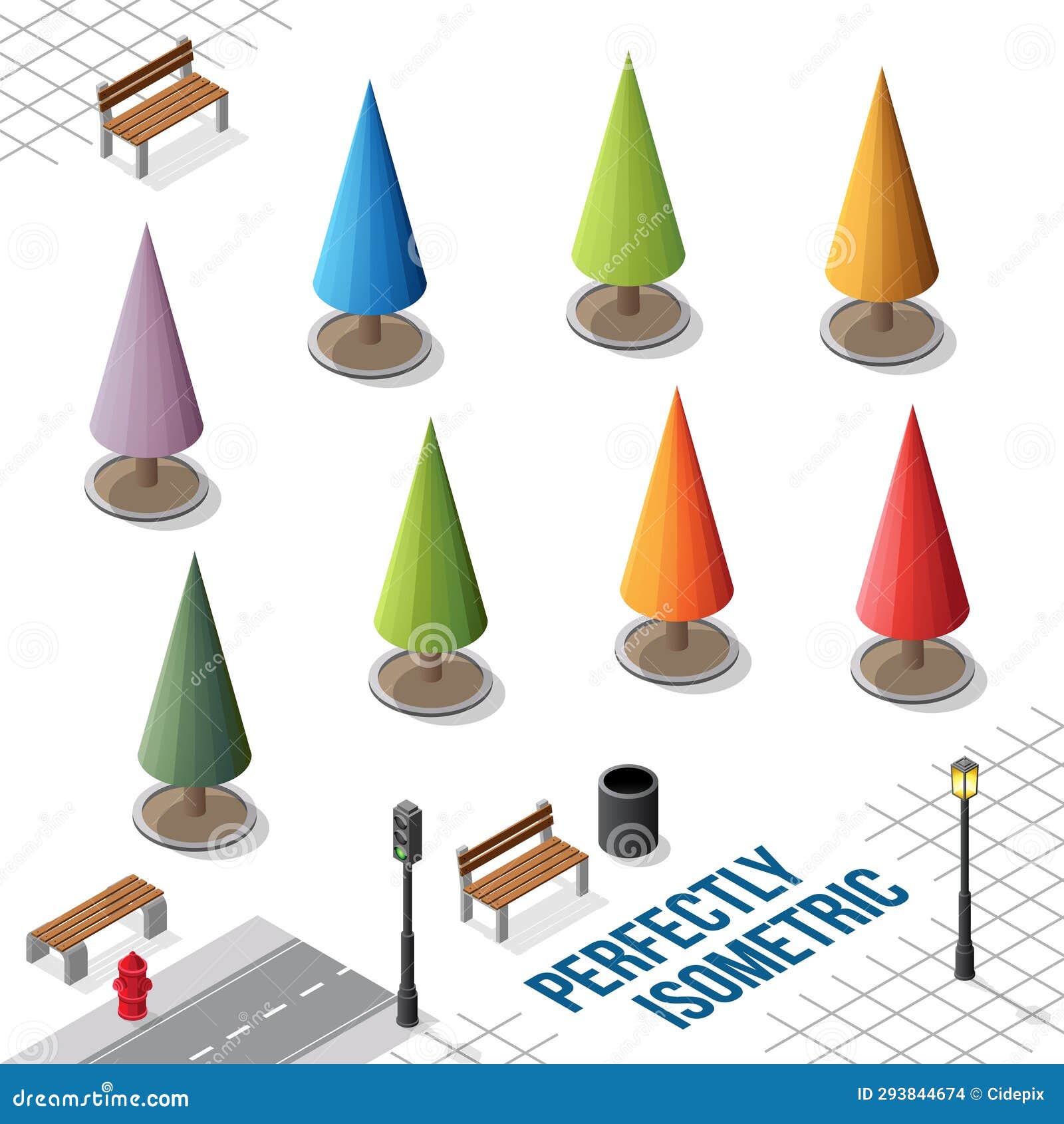 Isometric Trees Set 17 Isolated on White Stock Vector - Illustration of ...