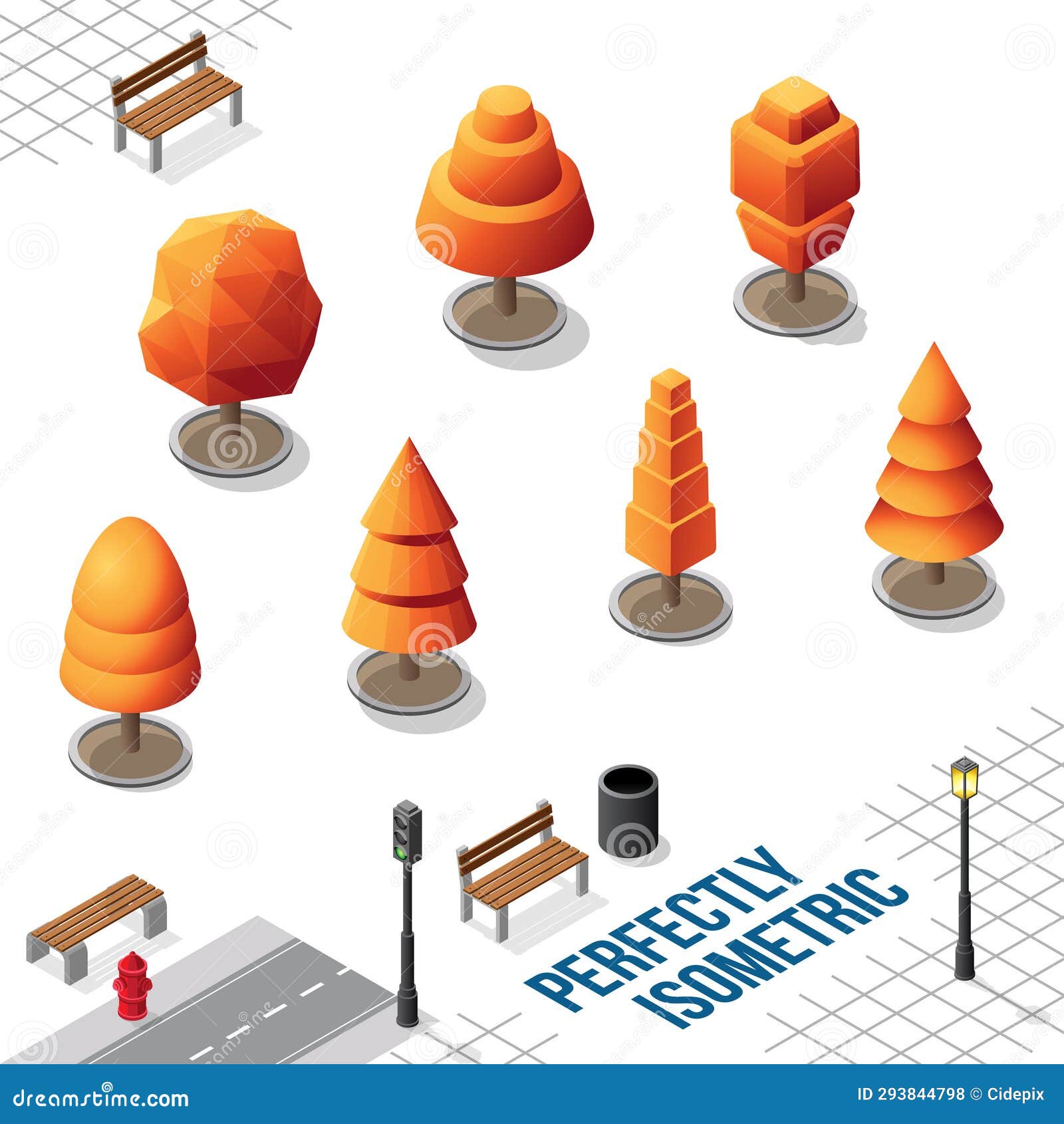 Isometric Trees Set 27 Isolated on White Stock Vector - Illustration of ...