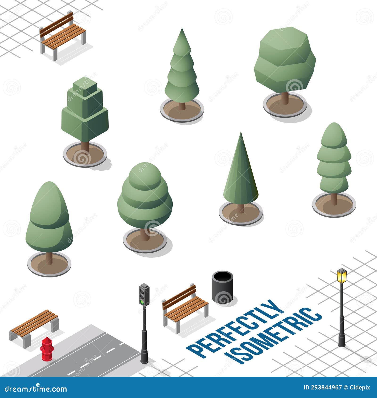 Isometric Trees Set 41 Isolated on White Stock Vector - Illustration of ...