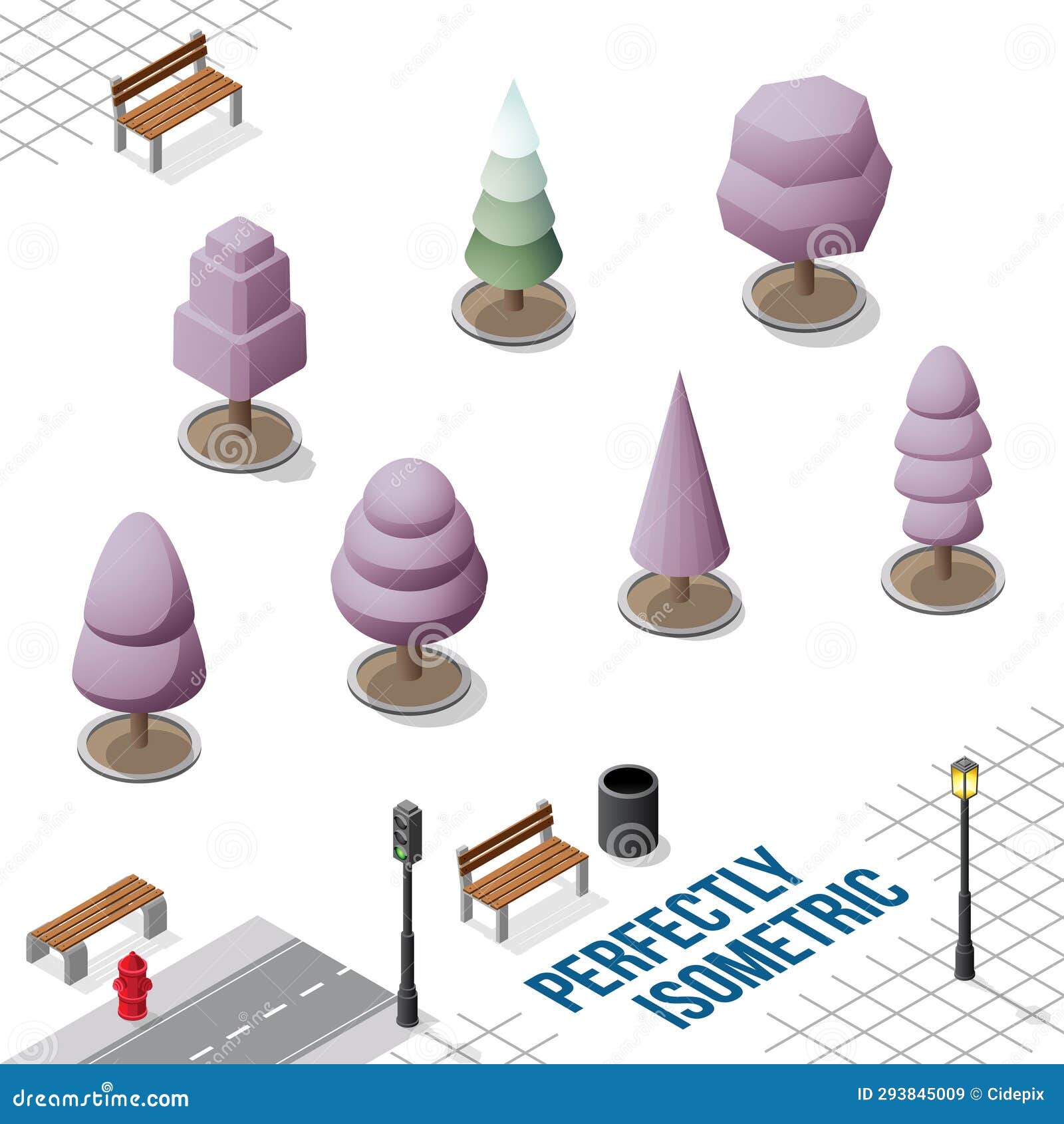 Isometric Trees Set 44 Isolated on White Stock Vector - Illustration of ...
