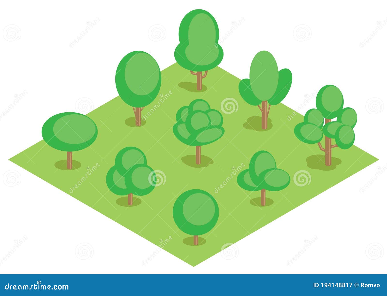 Isometric Trees, Hedge And Bushes Cartoon Vector | CartoonDealer.com ...
