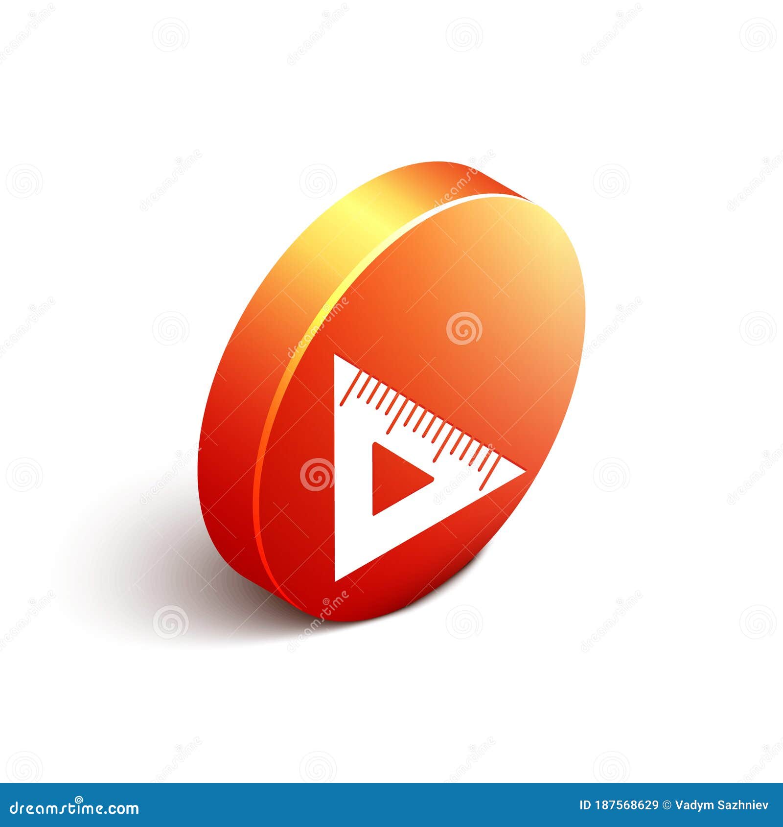 Isometric Triangular Ruler Icon Isolated on White Background ...