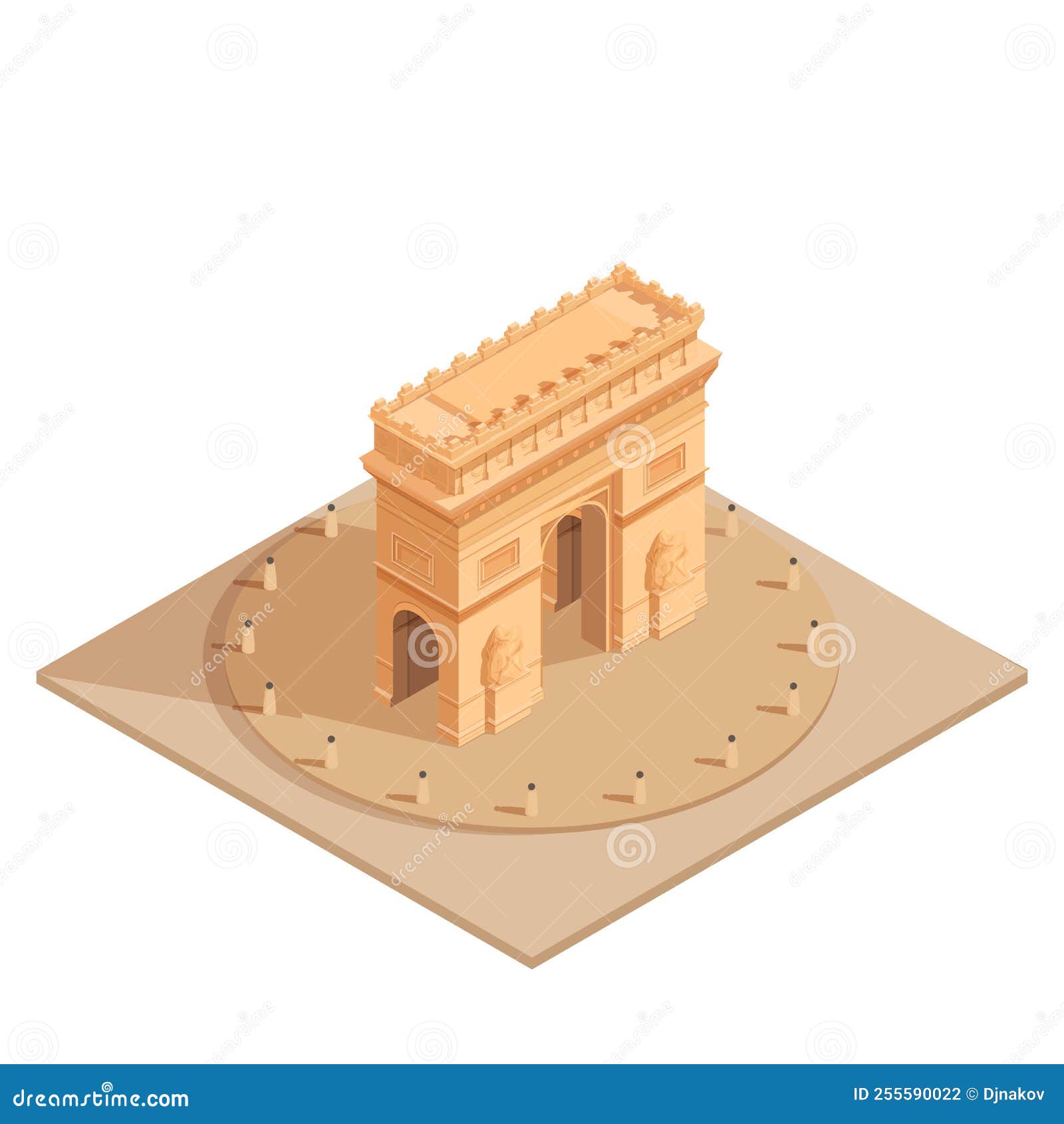 Isometric Triumphal Arch in Paris Stock Vector - Illustration of ...