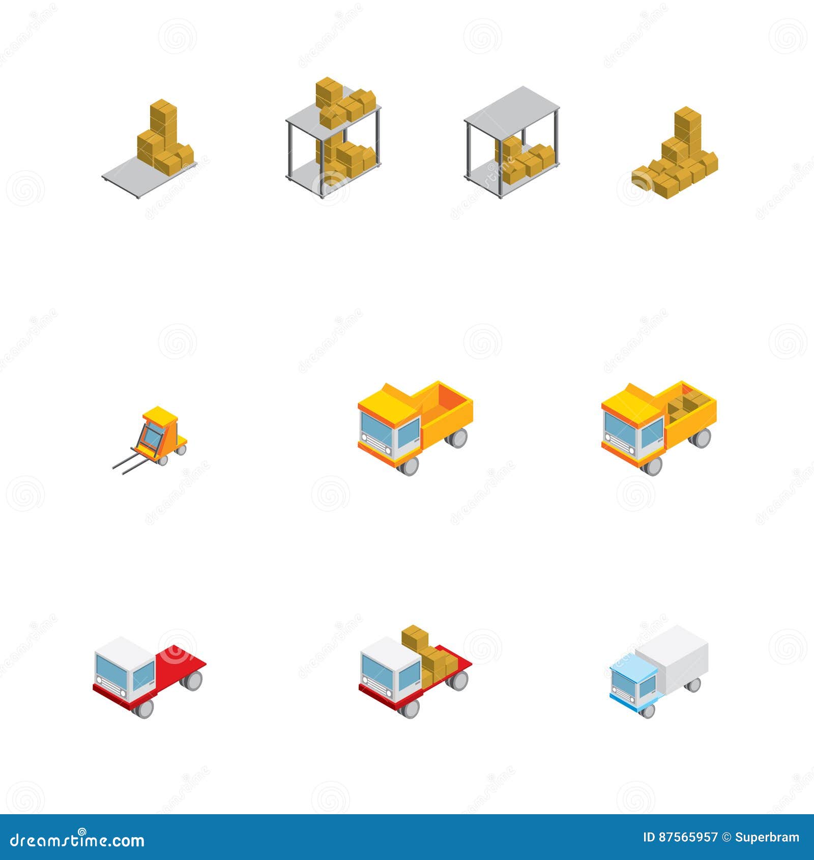 Isometric Truck stock vector. Illustration of boxes, colorful - 87565957