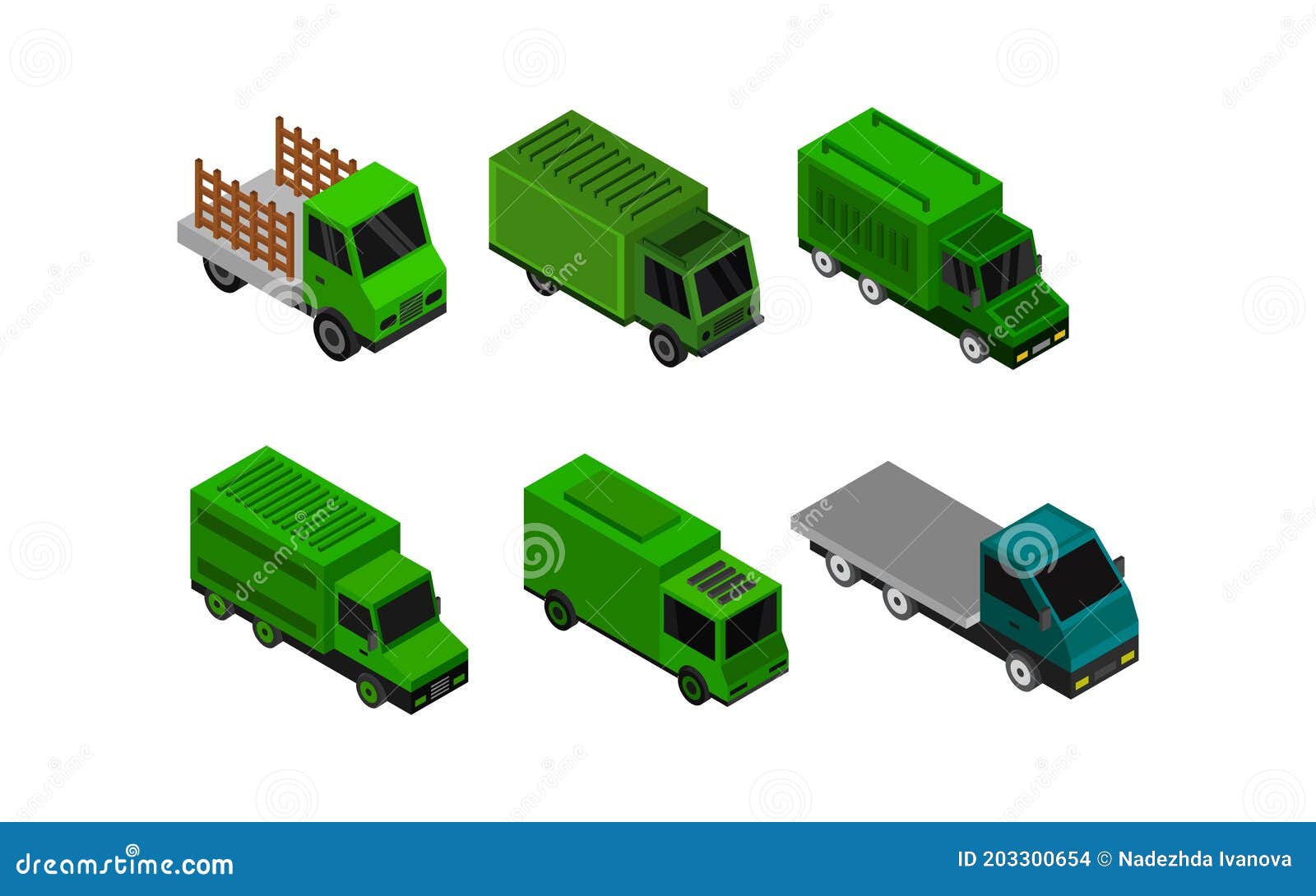 Isometric Truck Set Vector Illustration Stock Illustration ...