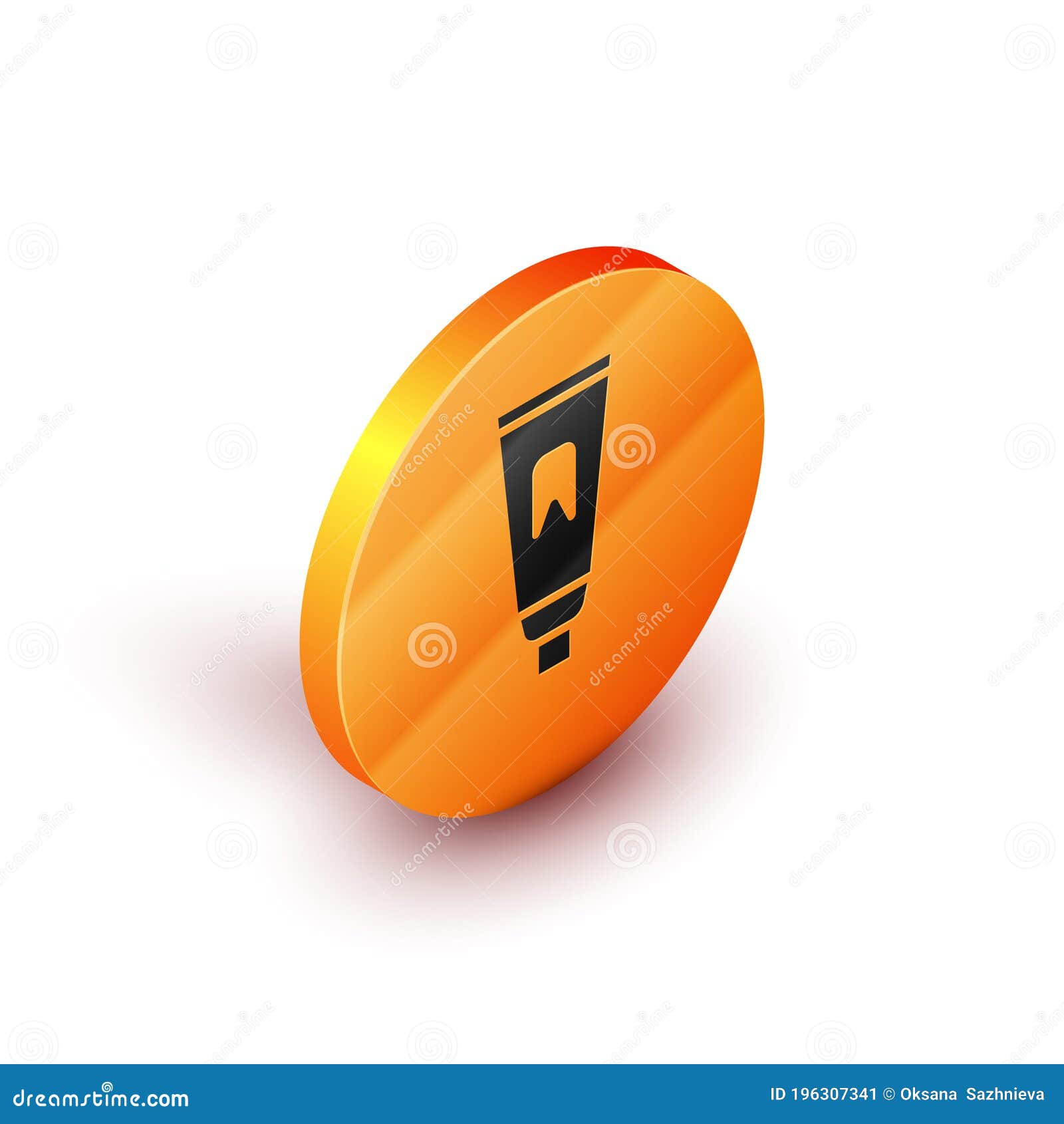 Isometric Tube of Toothpaste Icon Isolated on White Background. Orange ...