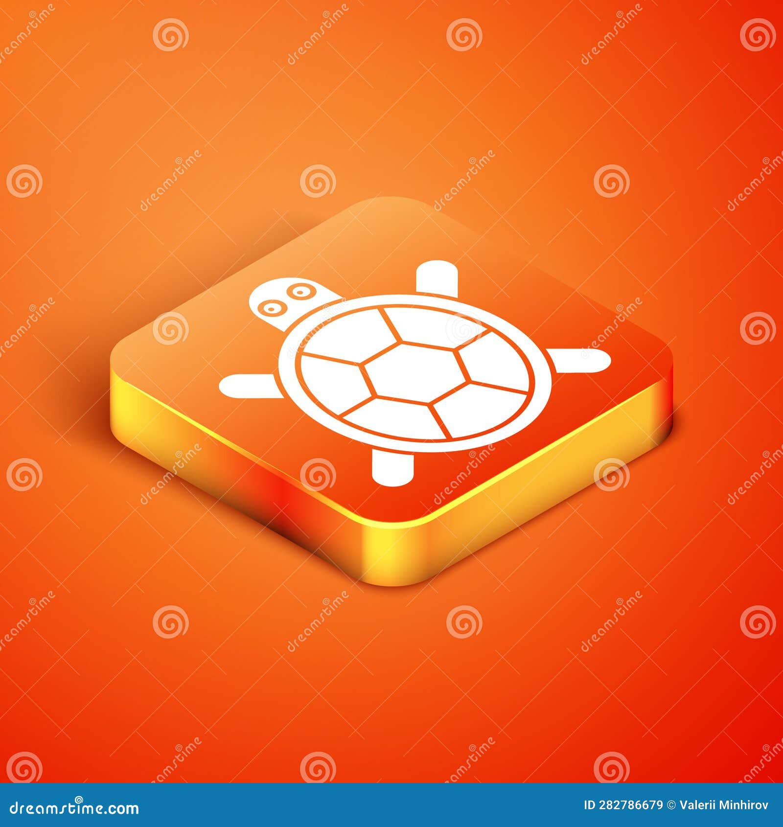 Isometric Turtle Icon Isolated on Orange Background. Vector Stock ...