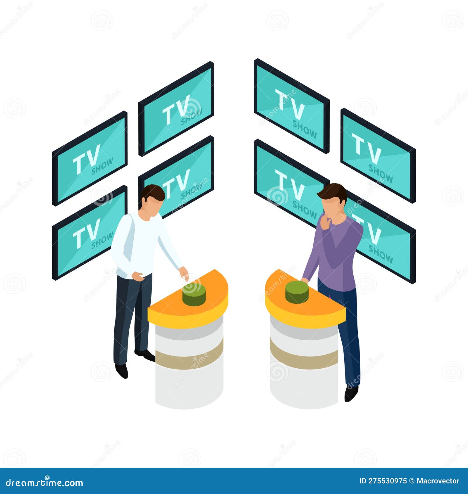 Isometric Quiz Tv Show Icons Collection Of Human Characters On ...