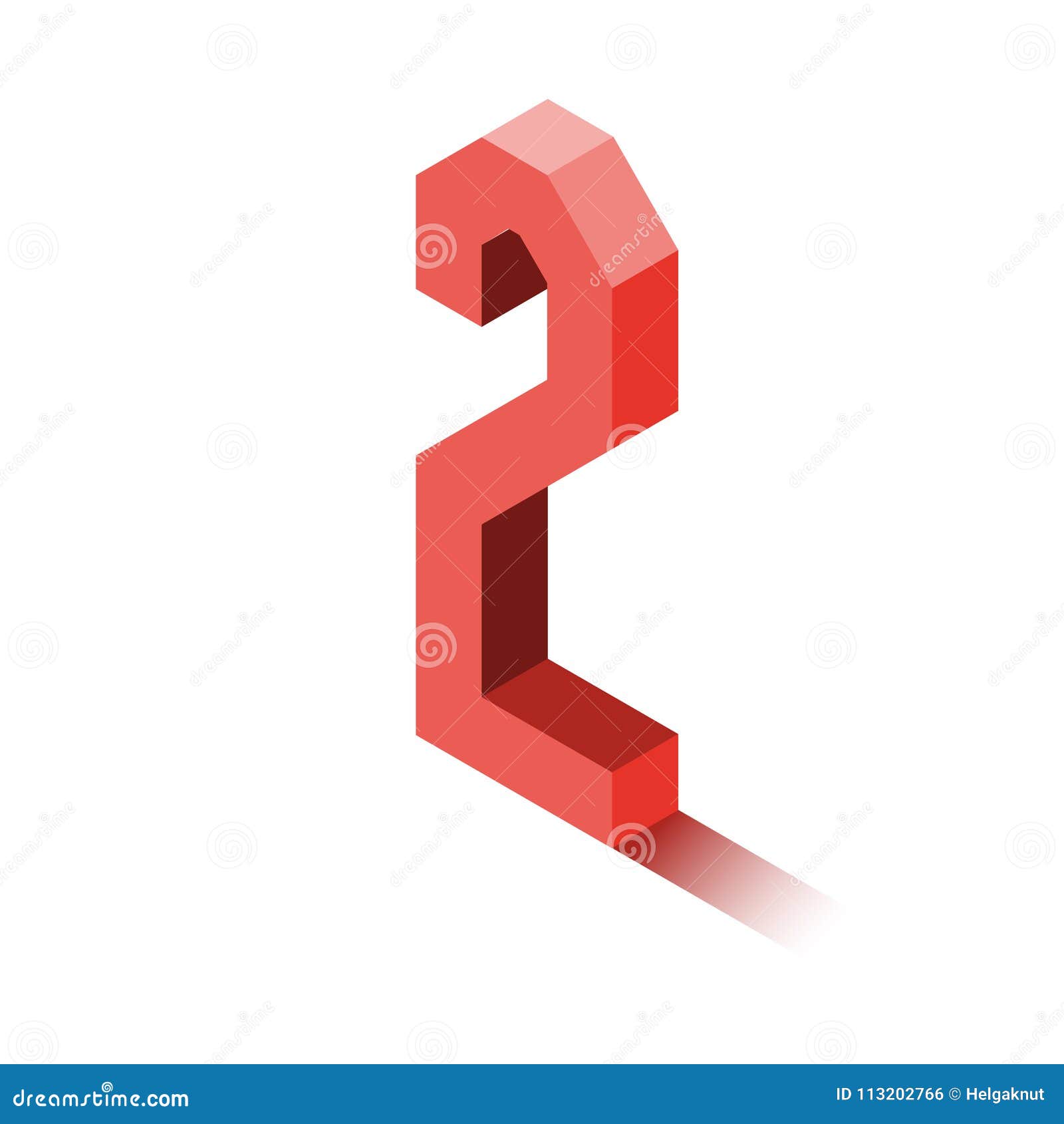Isometric Two Red Icon, 3d Character with Shadow Stock Vector ...