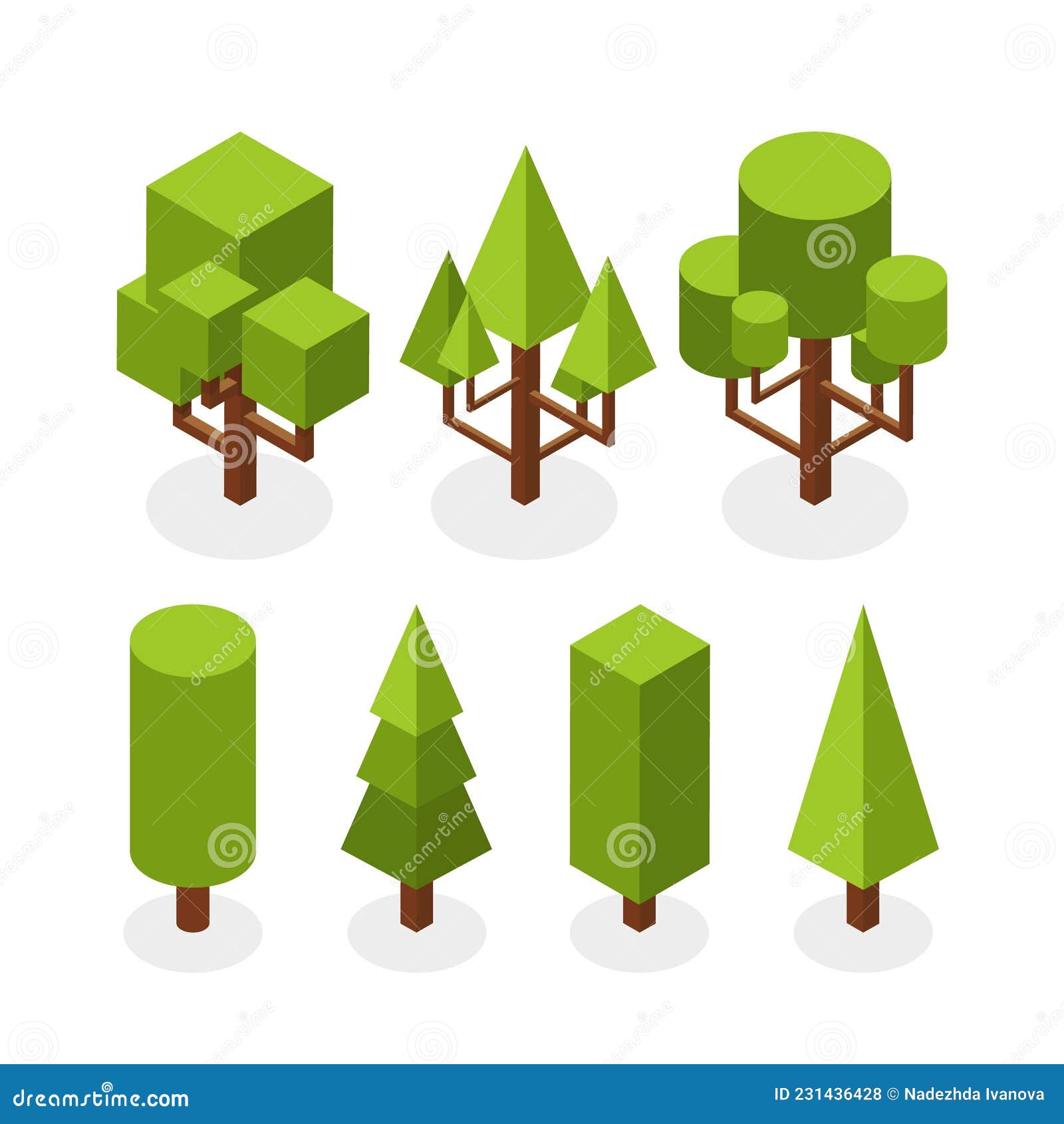 Isometric Type of Trees Set Vector Illustration. Stock Vector ...
