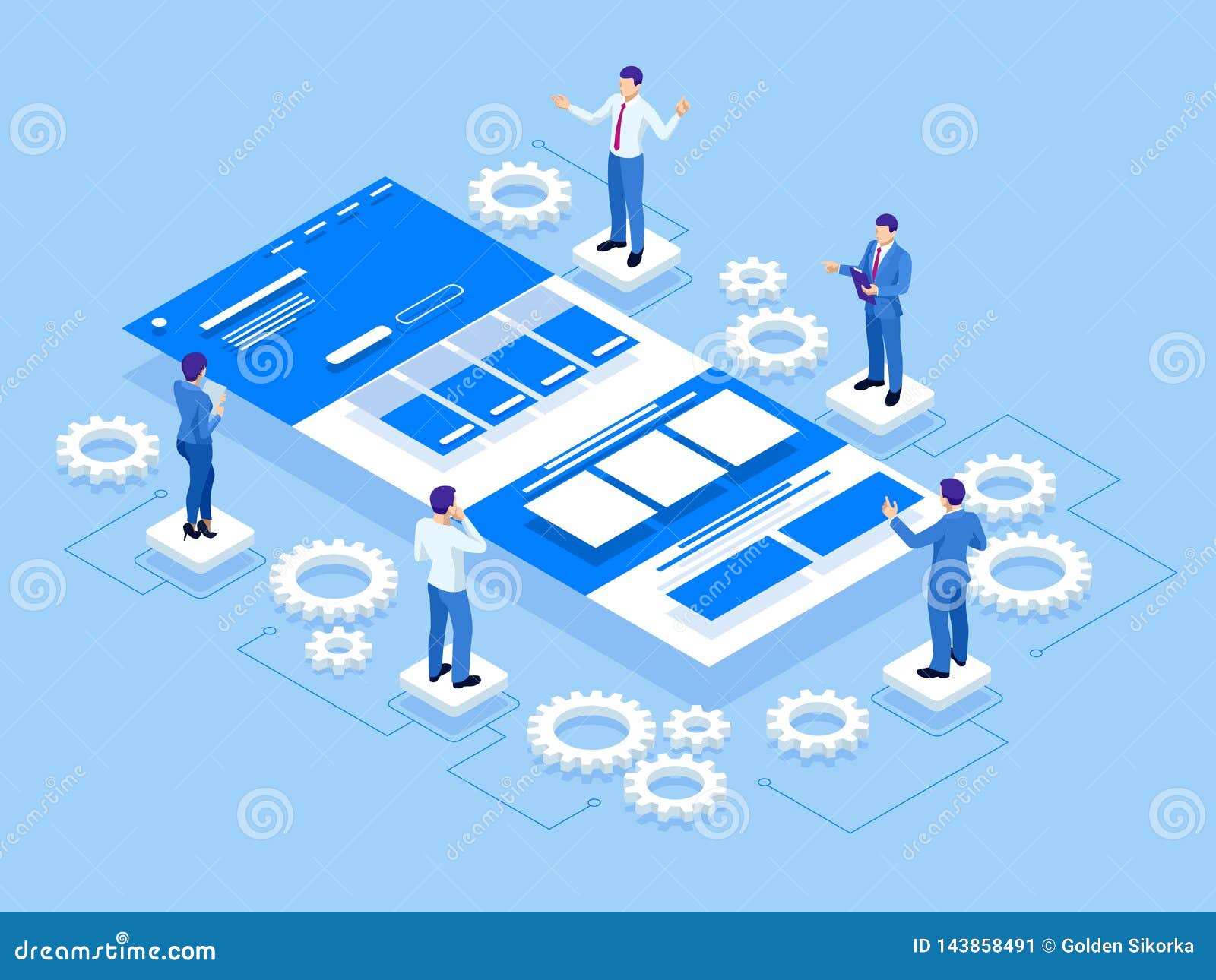 Isometric Ui Or Ux Design Concept Application Development Web Developing Programming And