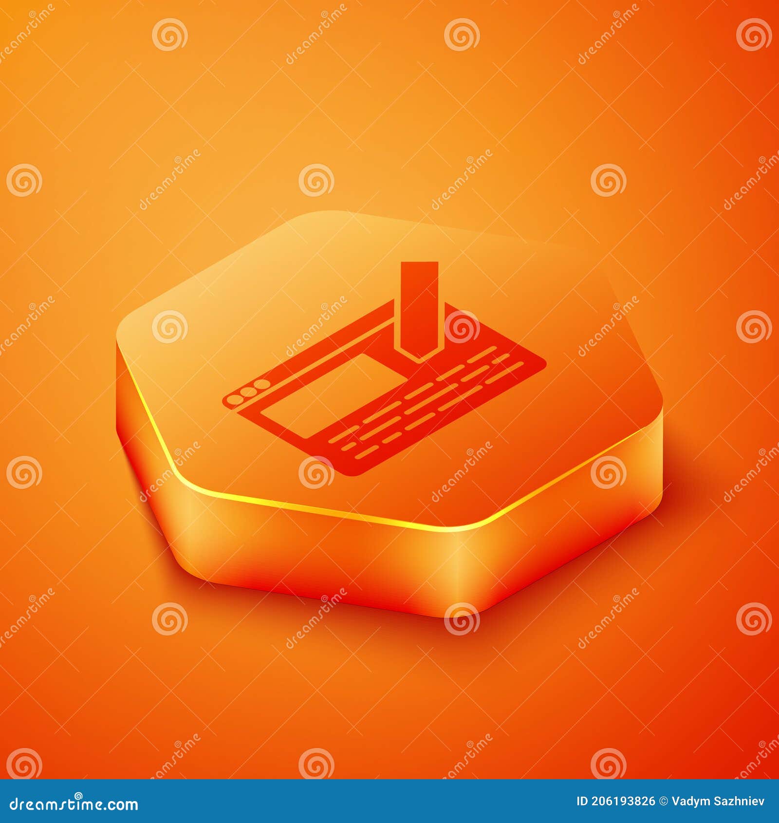 Isometric UI or UX Design Icon Isolated on Orange Background. Orange ...