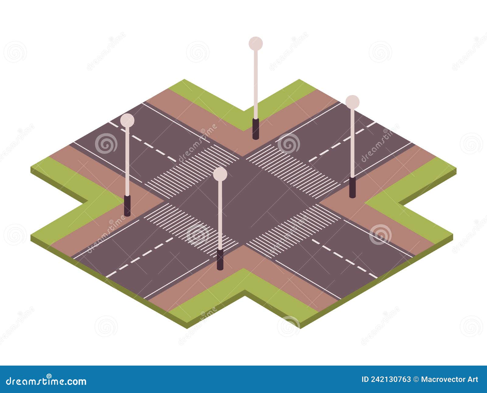 Isometric Uncontrolled Intersection Composition Stock Vector ...