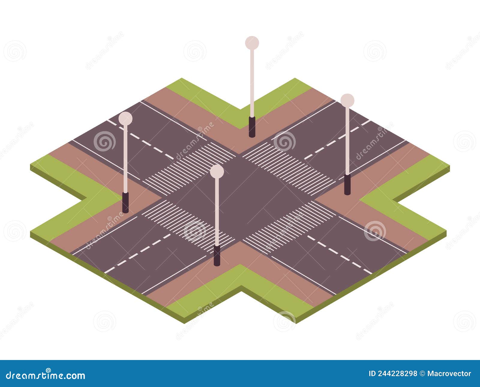 Isometric Uncontrolled Intersection Composition Stock Vector ...