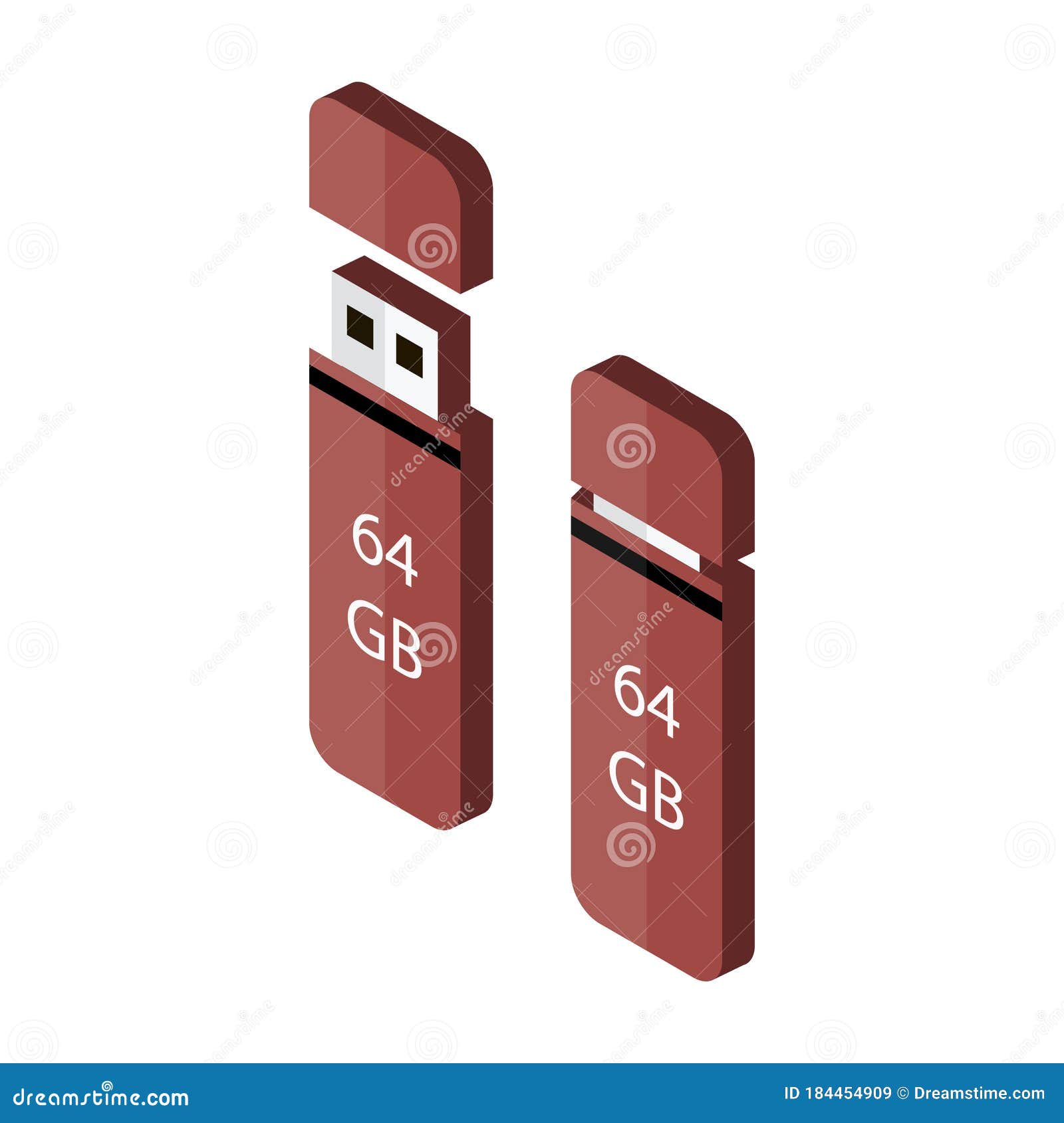 Isometric of Universal Flash Drive on White Background. Vector ...