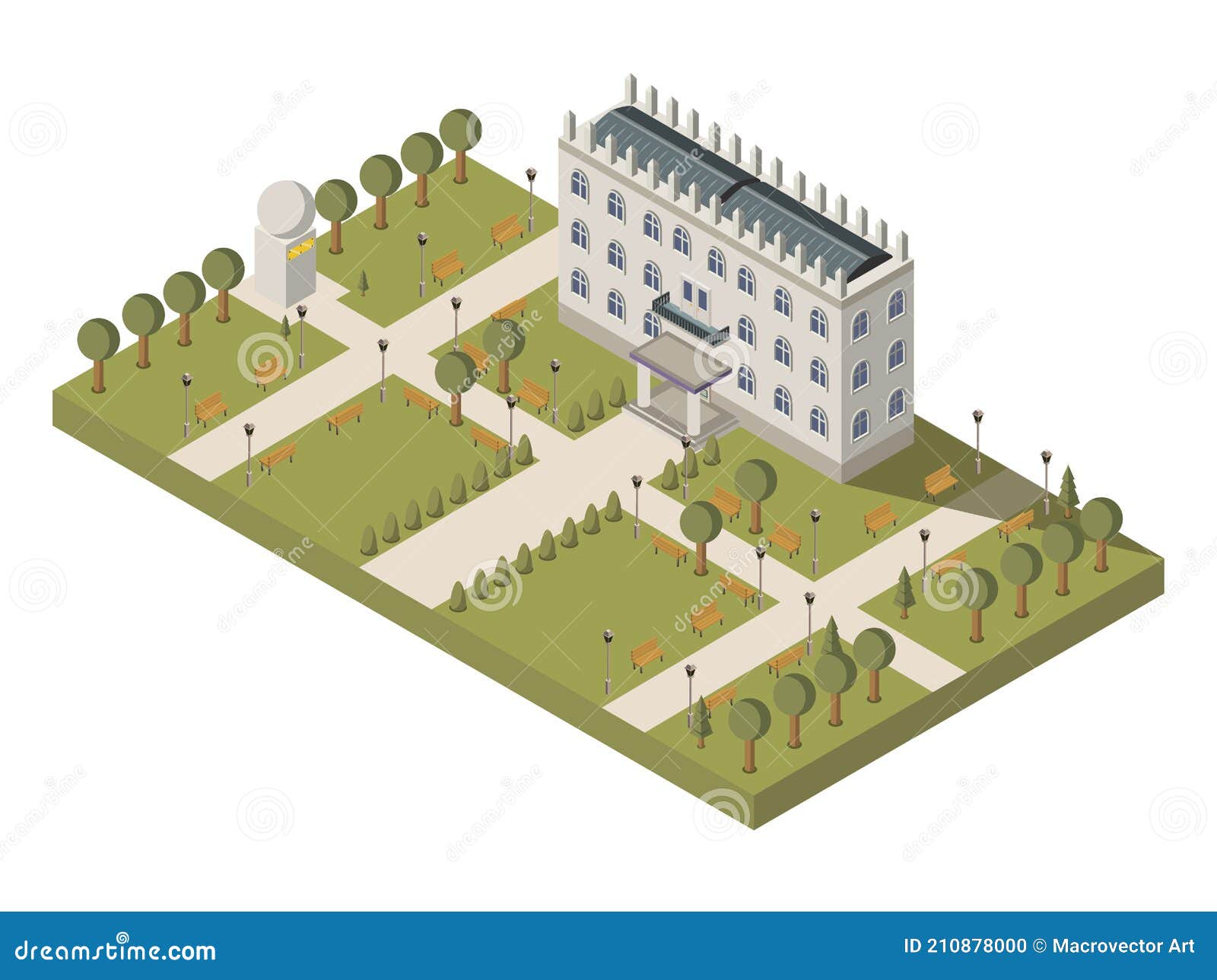 Isometric University Composition Stock Vector - Illustration of design ...
