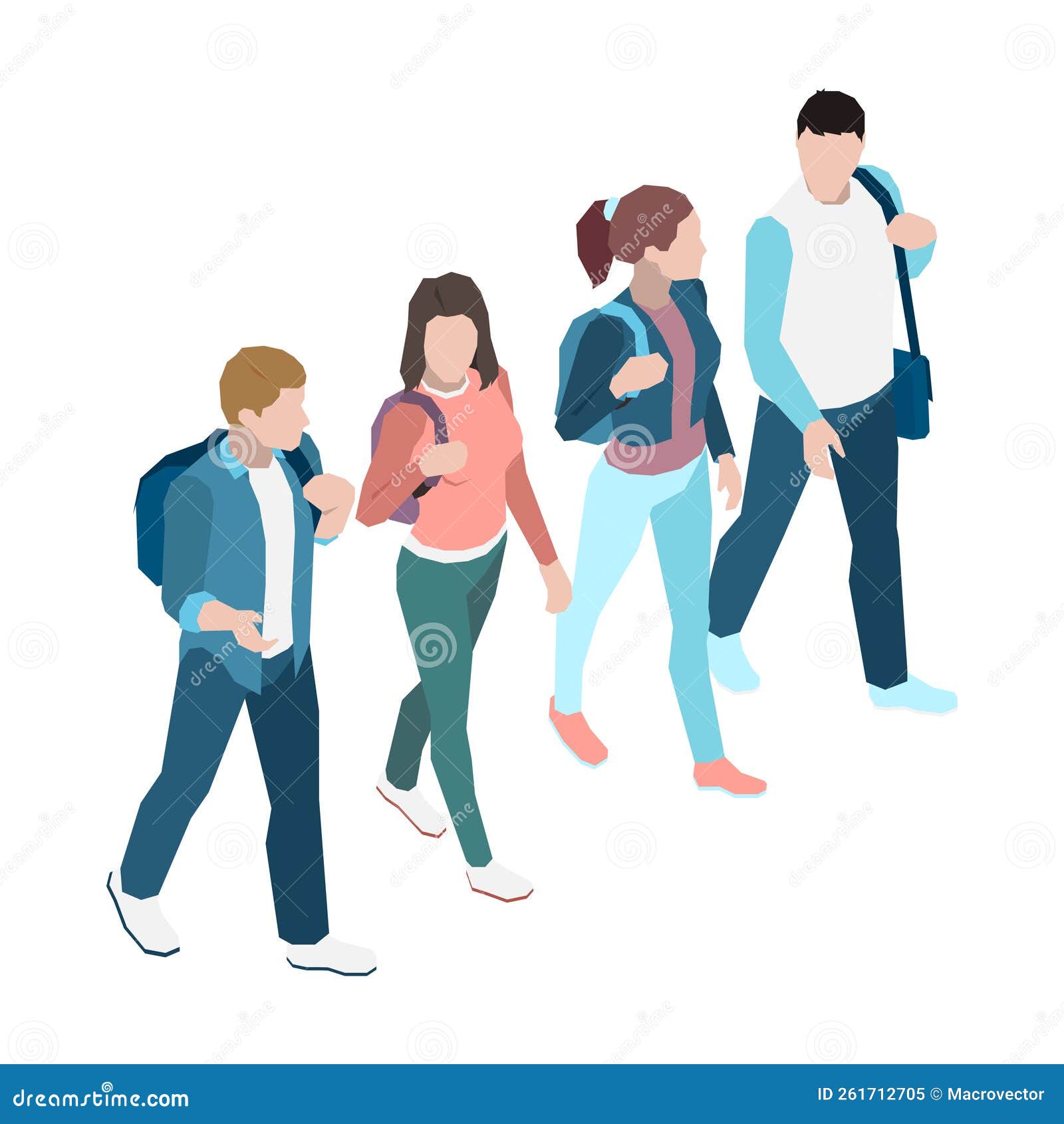 Isometric University Students Stock Illustration - Illustration of ...