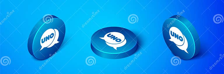 Isometric Uno Card Game Icon Isolated on Blue Background. Blue Circle ...