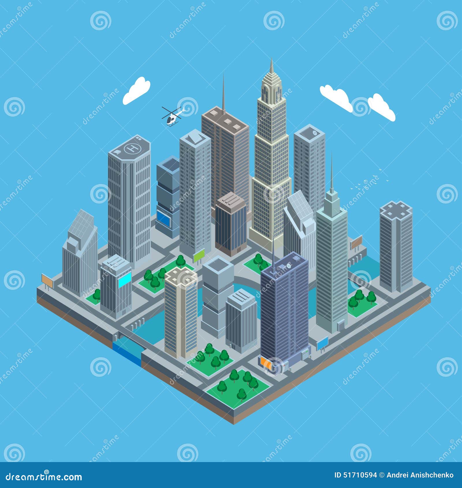 Isometric urban city map stock vector. Illustration of design - 51710594