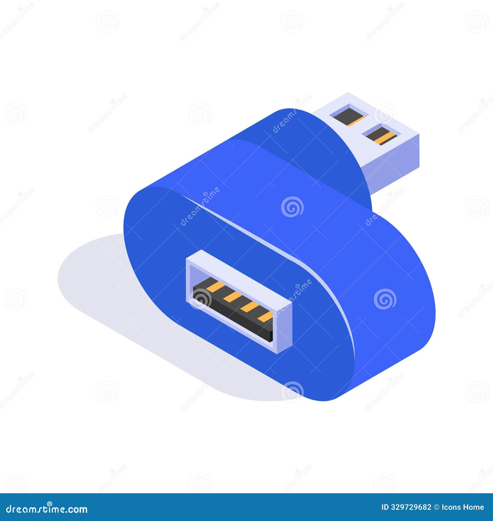 Isometric USB Connector Icon, Representing Data Transfer, Connectivity ...