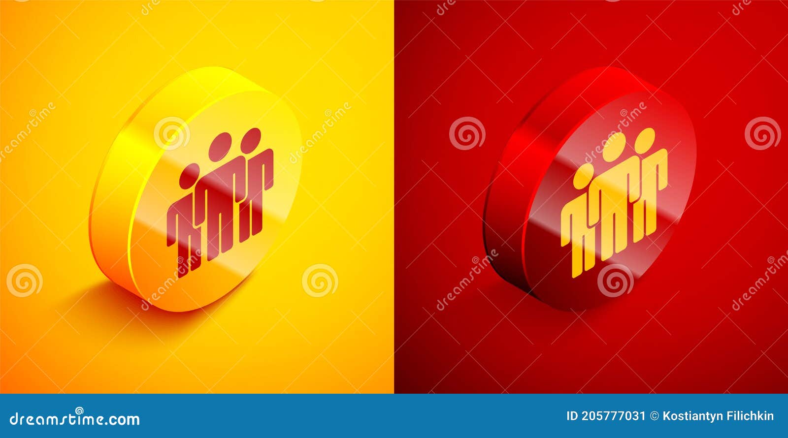 Isometric Users Group Icon Isolated on Orange and Red Background. Group ... Isometric Users Group Icon Isolated on Orange and Red Background. Group ...