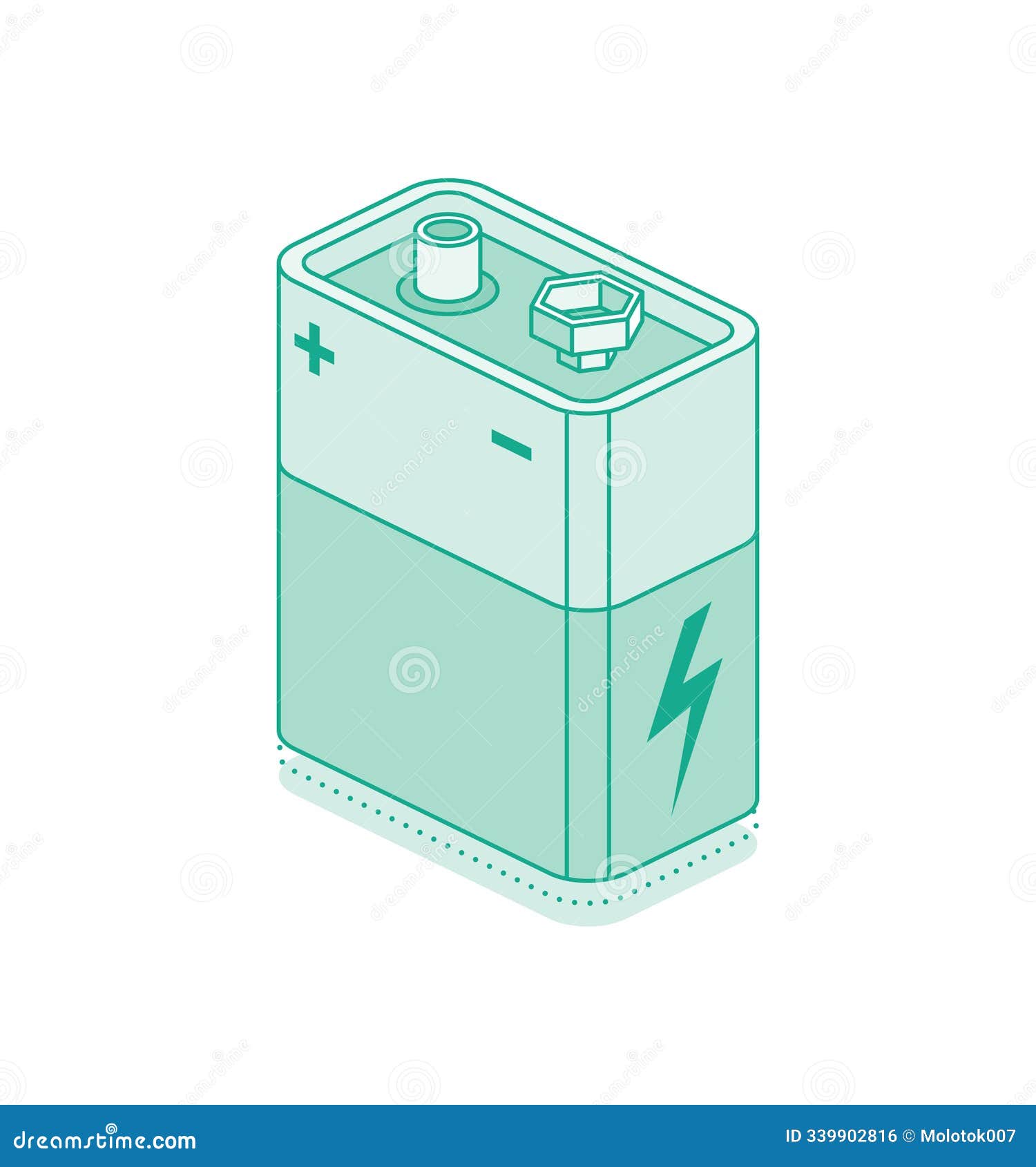 Isometric 9V Battery Isolated on White Background. Nine Volt Battery ...