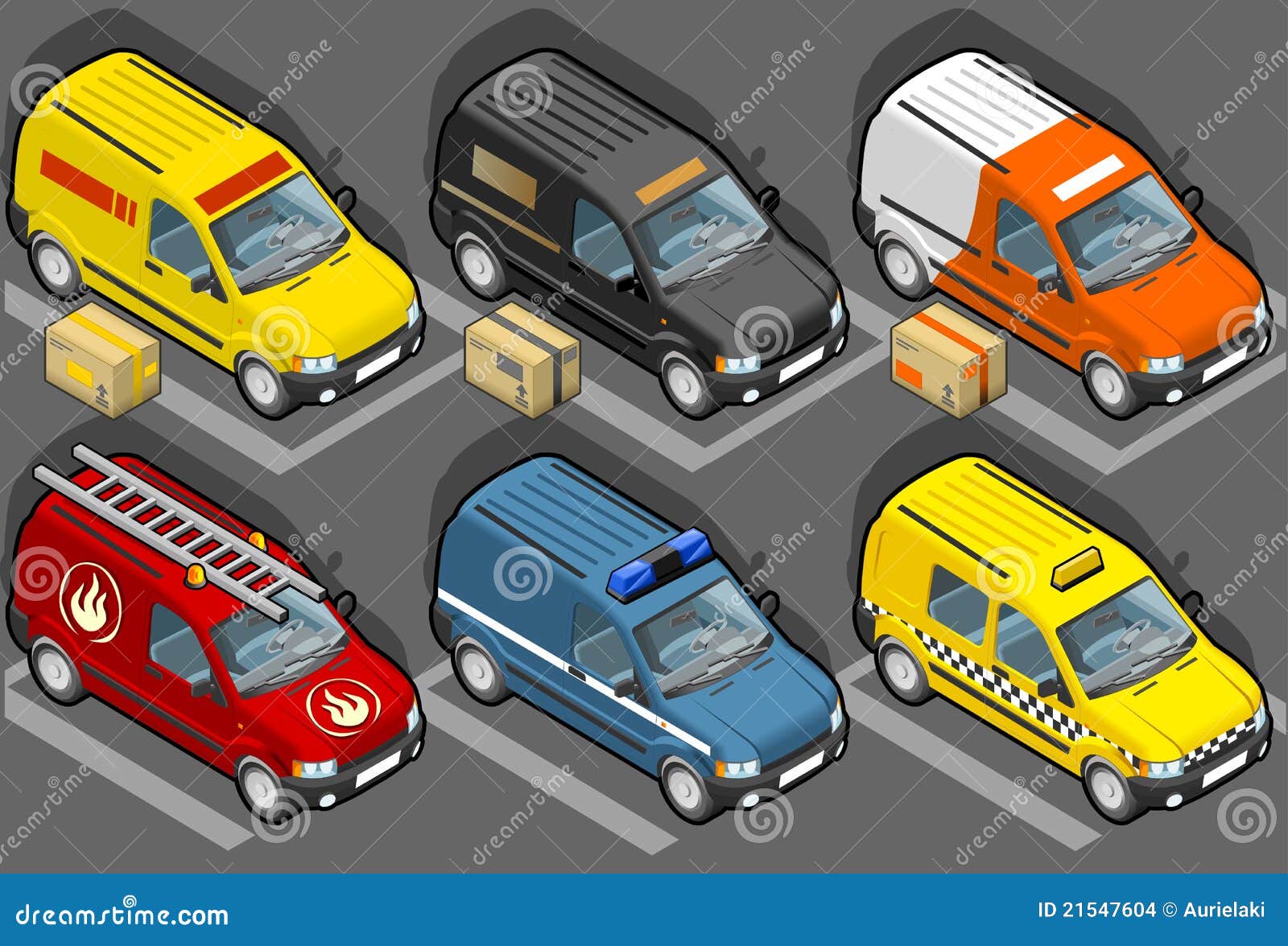 Isometric Van in Six Models Stock Vector - Illustration of wipers ...