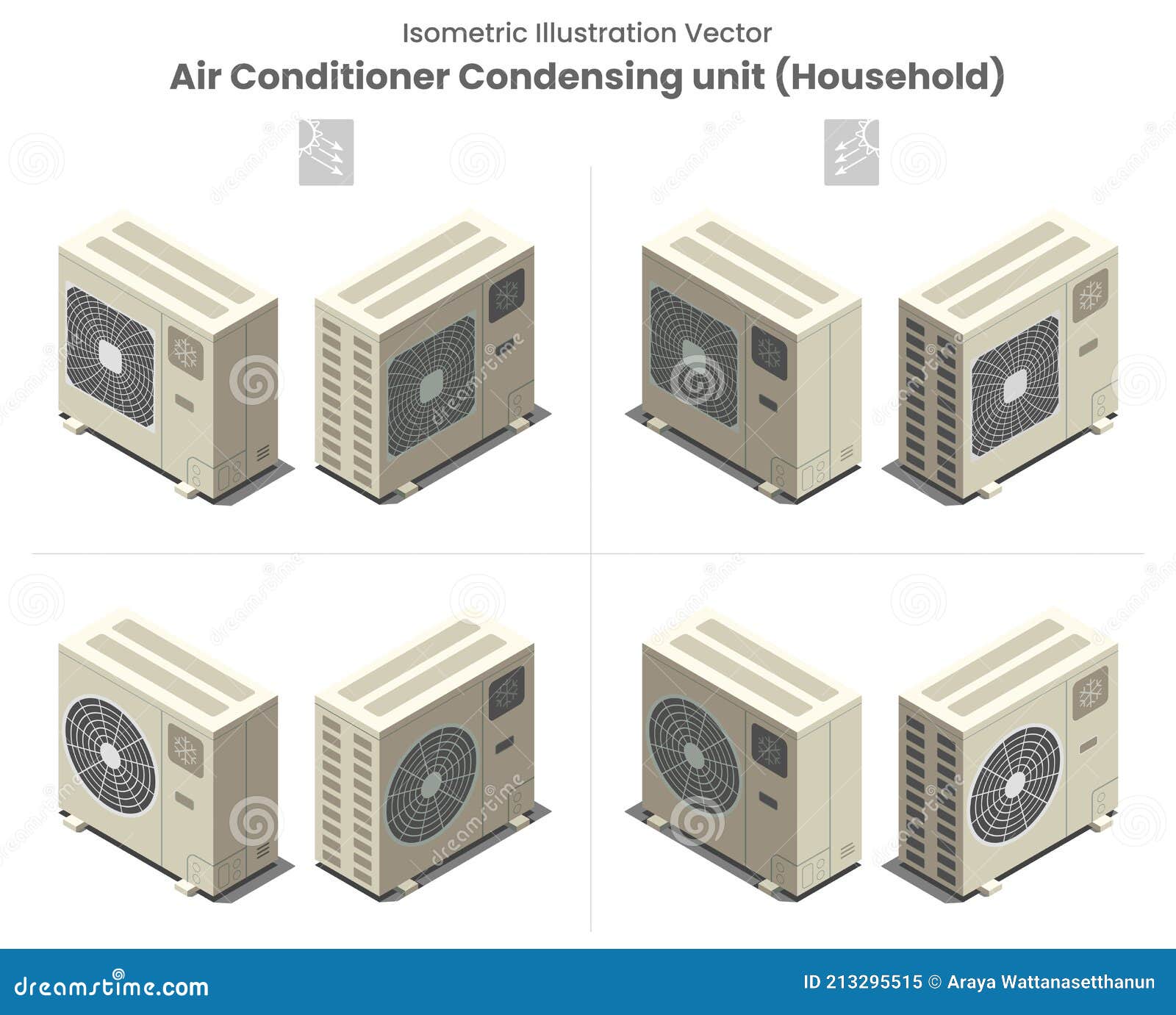 Isometric Vector Aircon Condensing Unit Type2 Stock Vector ...