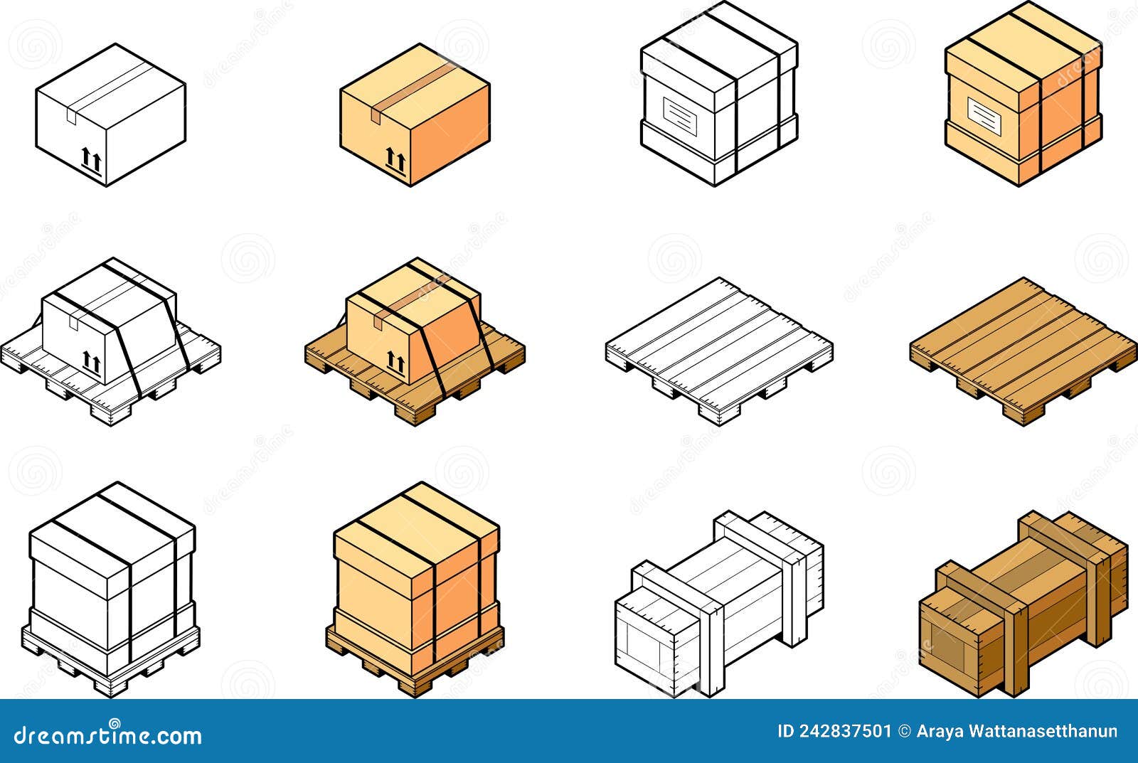 Isometric Vector of Box Packing Stock Vector - Illustration of ...