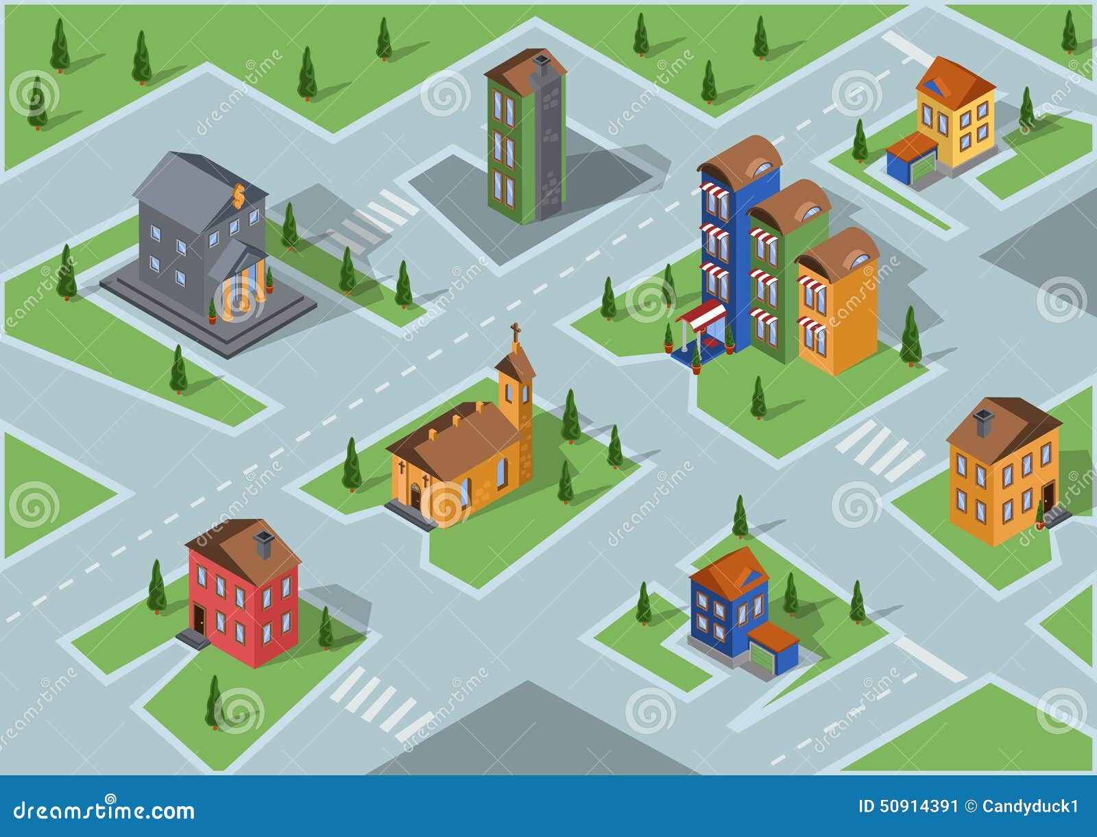Isometric Vector Buildings or Isometric Map Stock Vector - Illustration ...