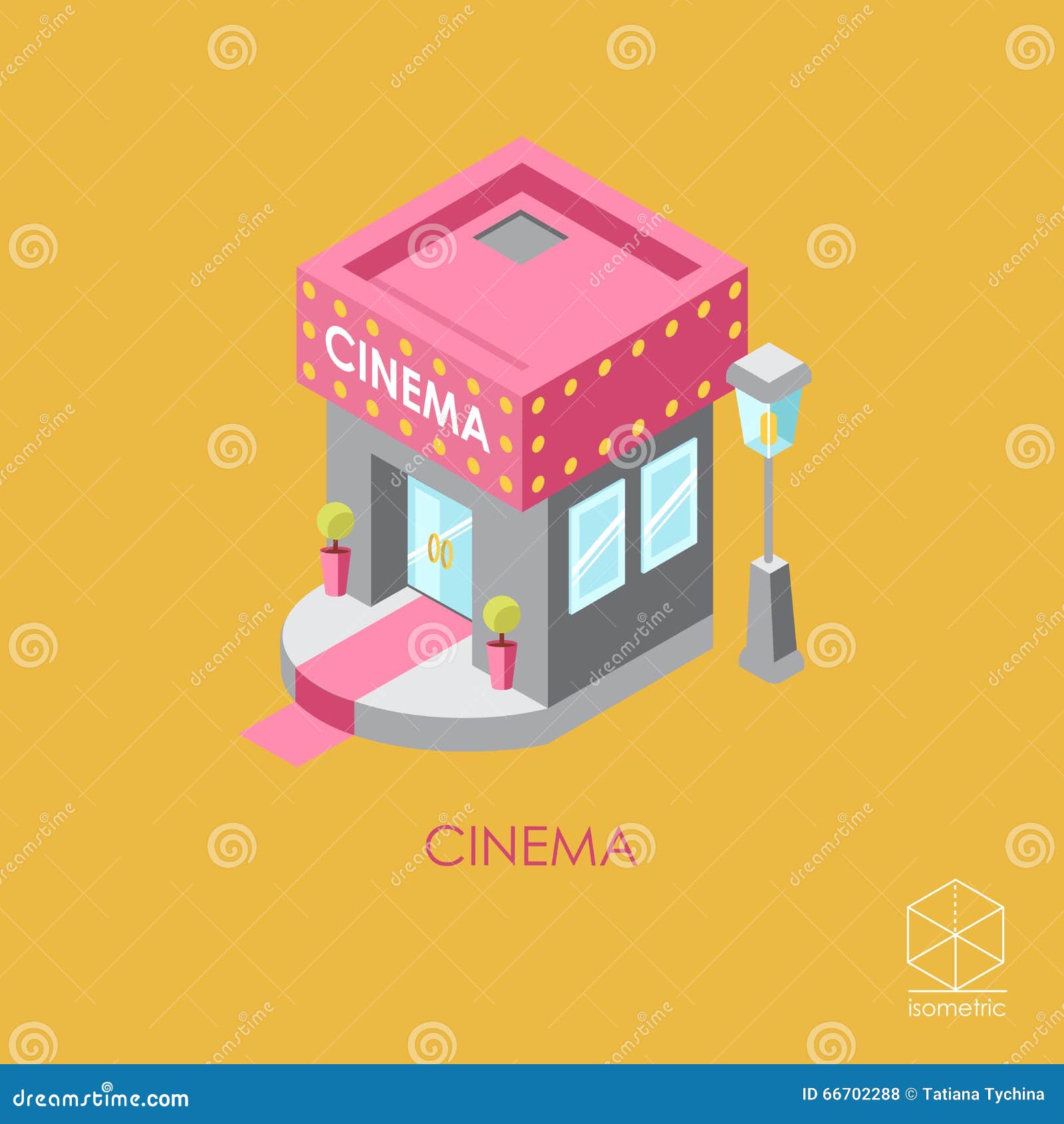 Isometric Vector Color Icon Cinema On A Yellow Background Stock Vector ...