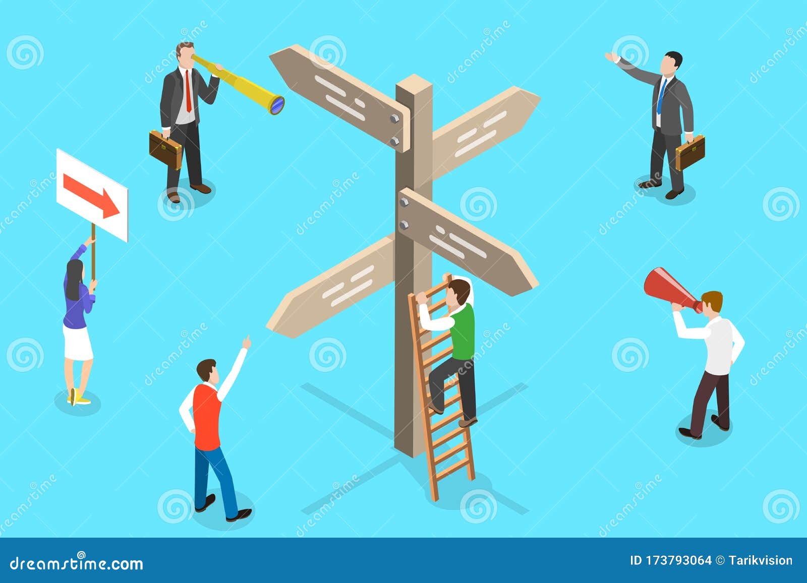 Isometric Vector Concept of Choosing the Right Direction. Stock Vector ...