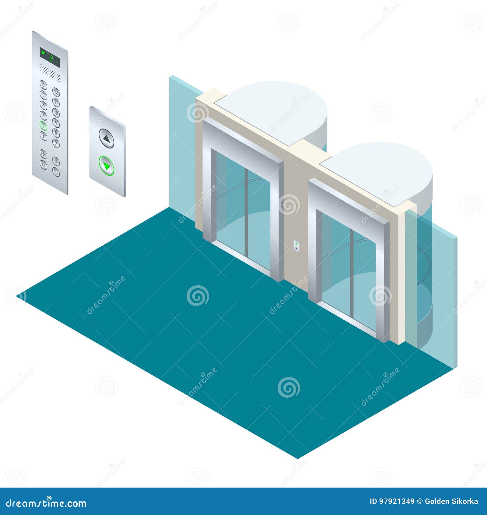 Isometric Vector Elevator Lift Isometric Interior with Contemporary ...