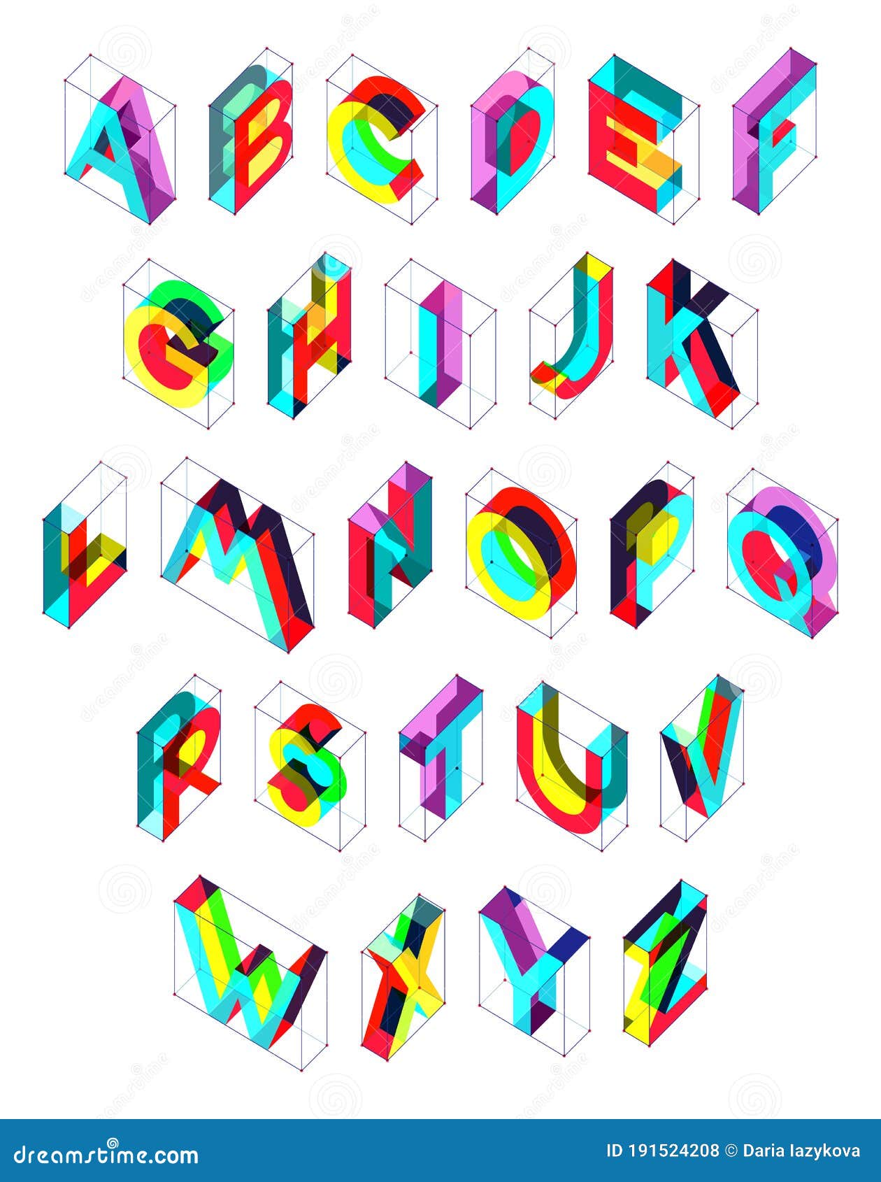 Isometric vector font. stock vector. Illustration of cube - 191524208