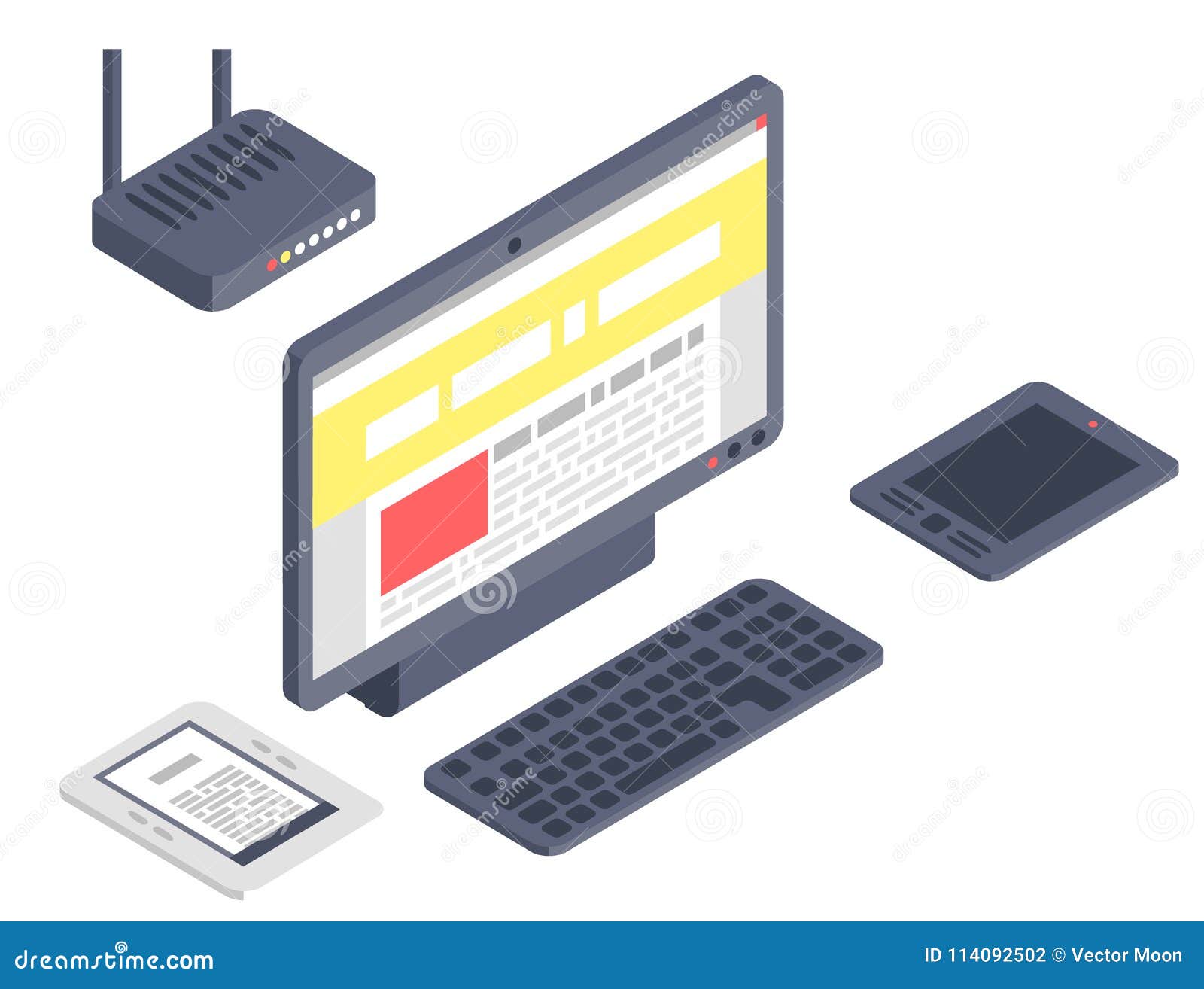 Isometric Vector Gadget Computer Devices Icons Wireless Technologies ...