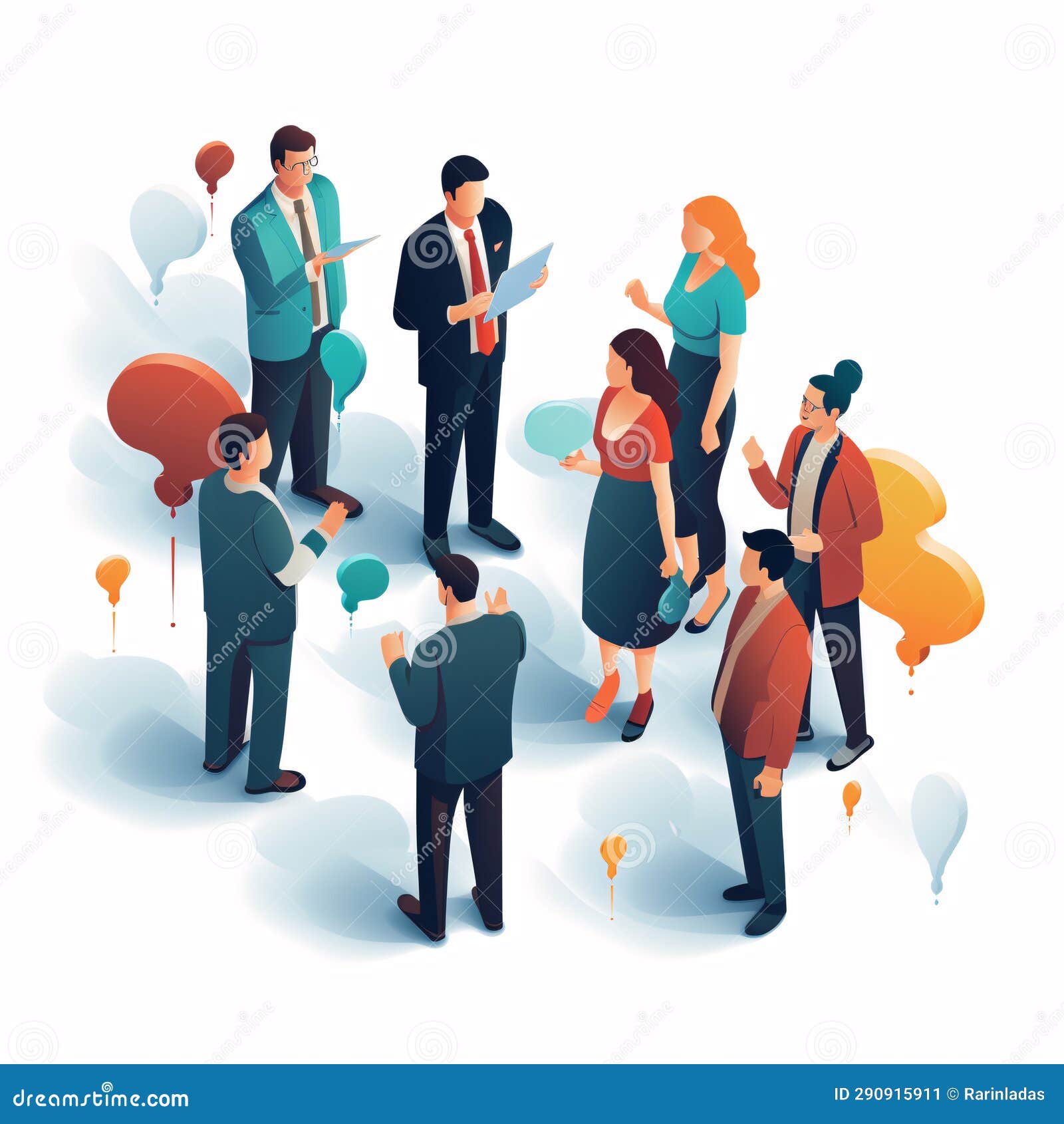 Isometric Vector Graphic of Group of People Talking Stock Illustration ...