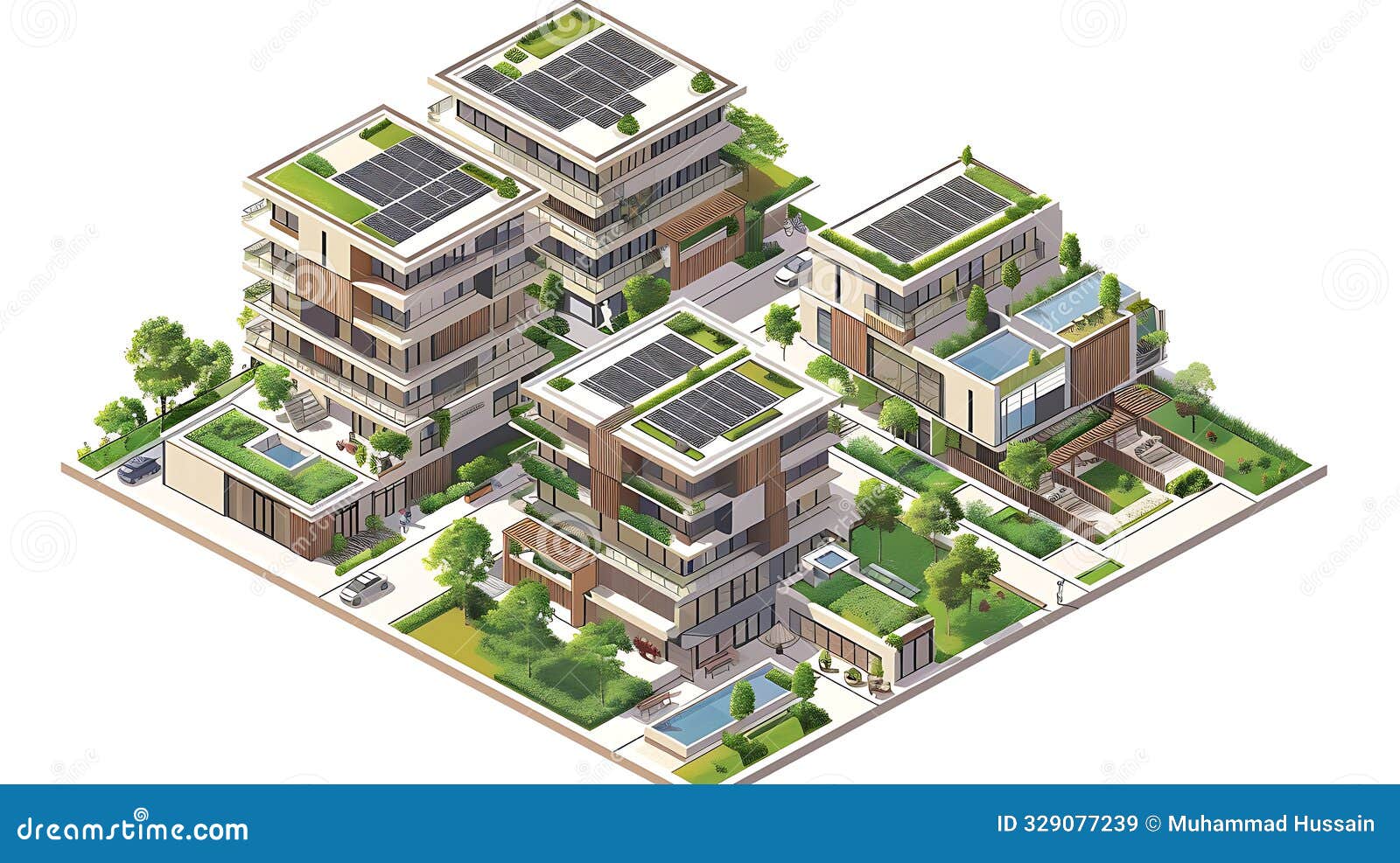Isometric of a Green Residential Complex with Eco-friendly Materials ...