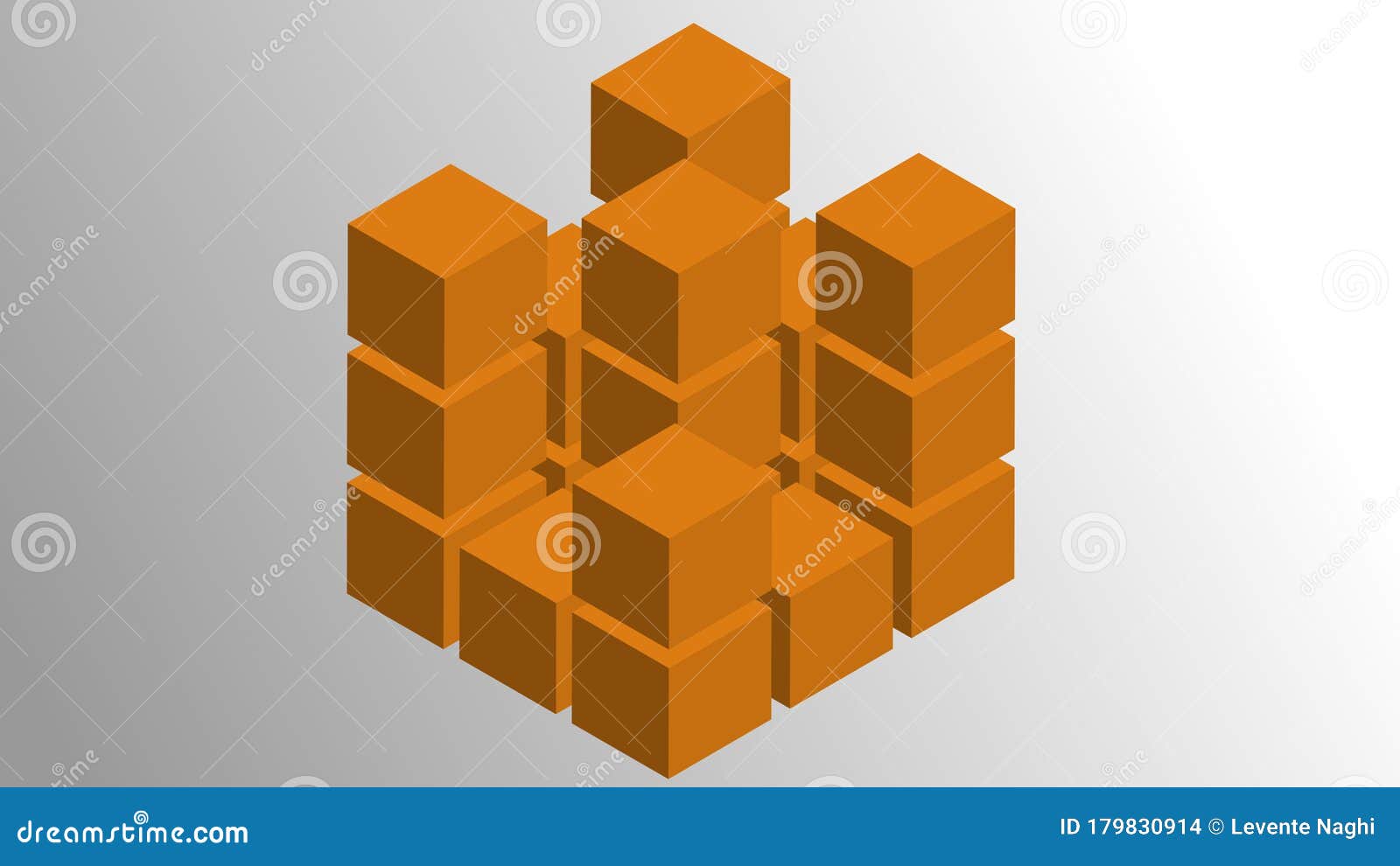 Isometric Vector Illustration of an Array of 27 Cubes Stock Vector ...