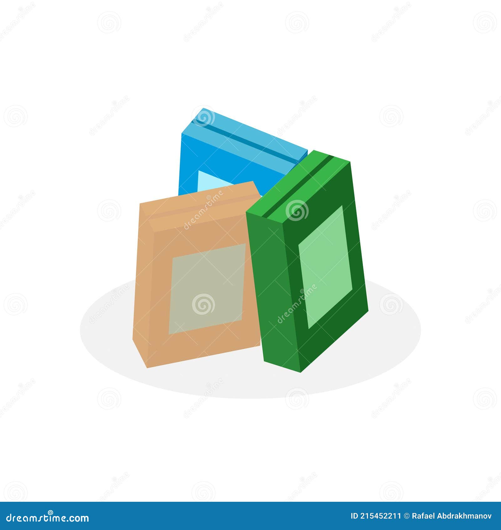 Isometric Vector Illustration of Cardboard Boxes of Crunch Cornflakes ...