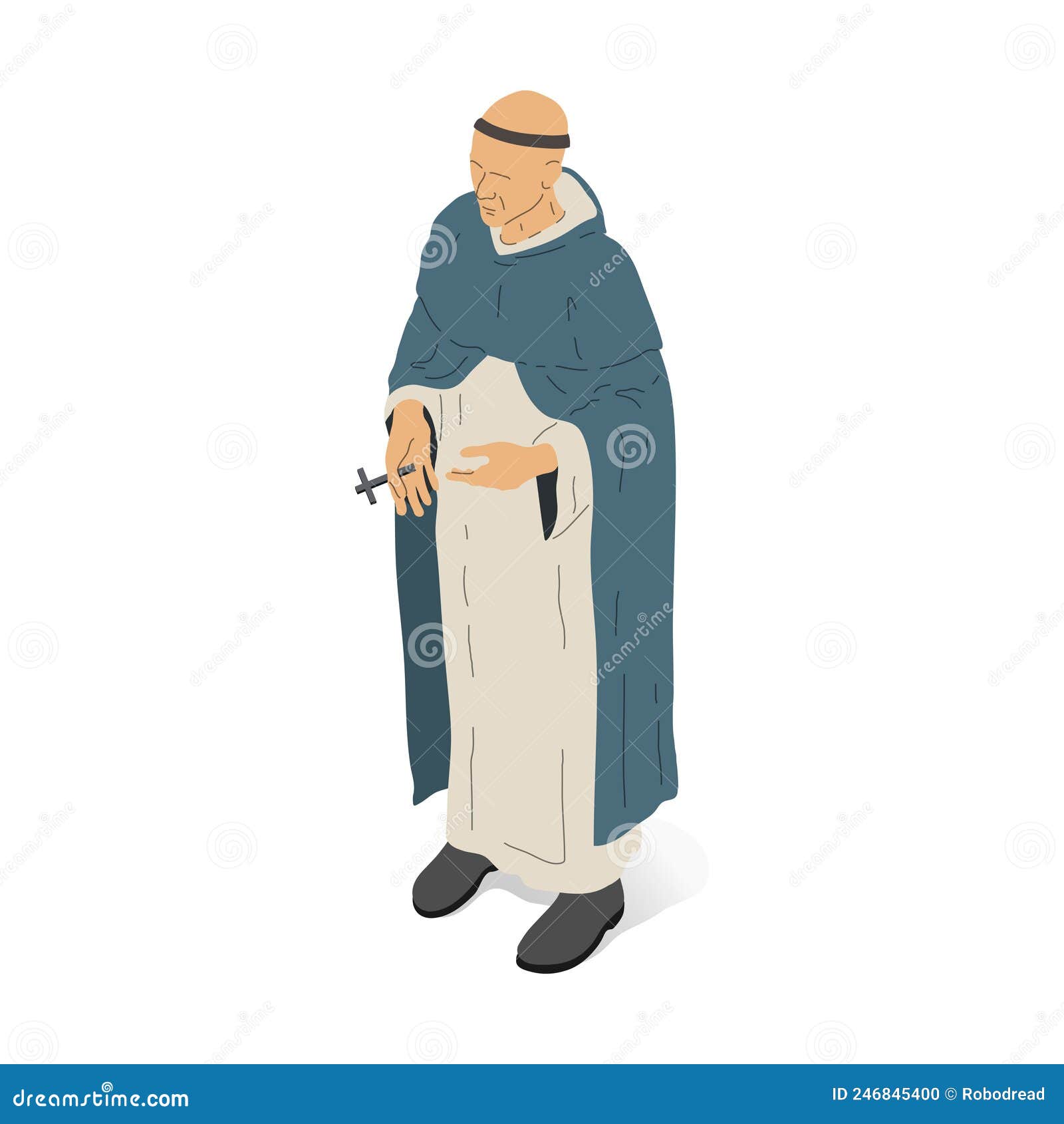 Isometric Vector Illustration of a Christian Religious Man. Stock ...
