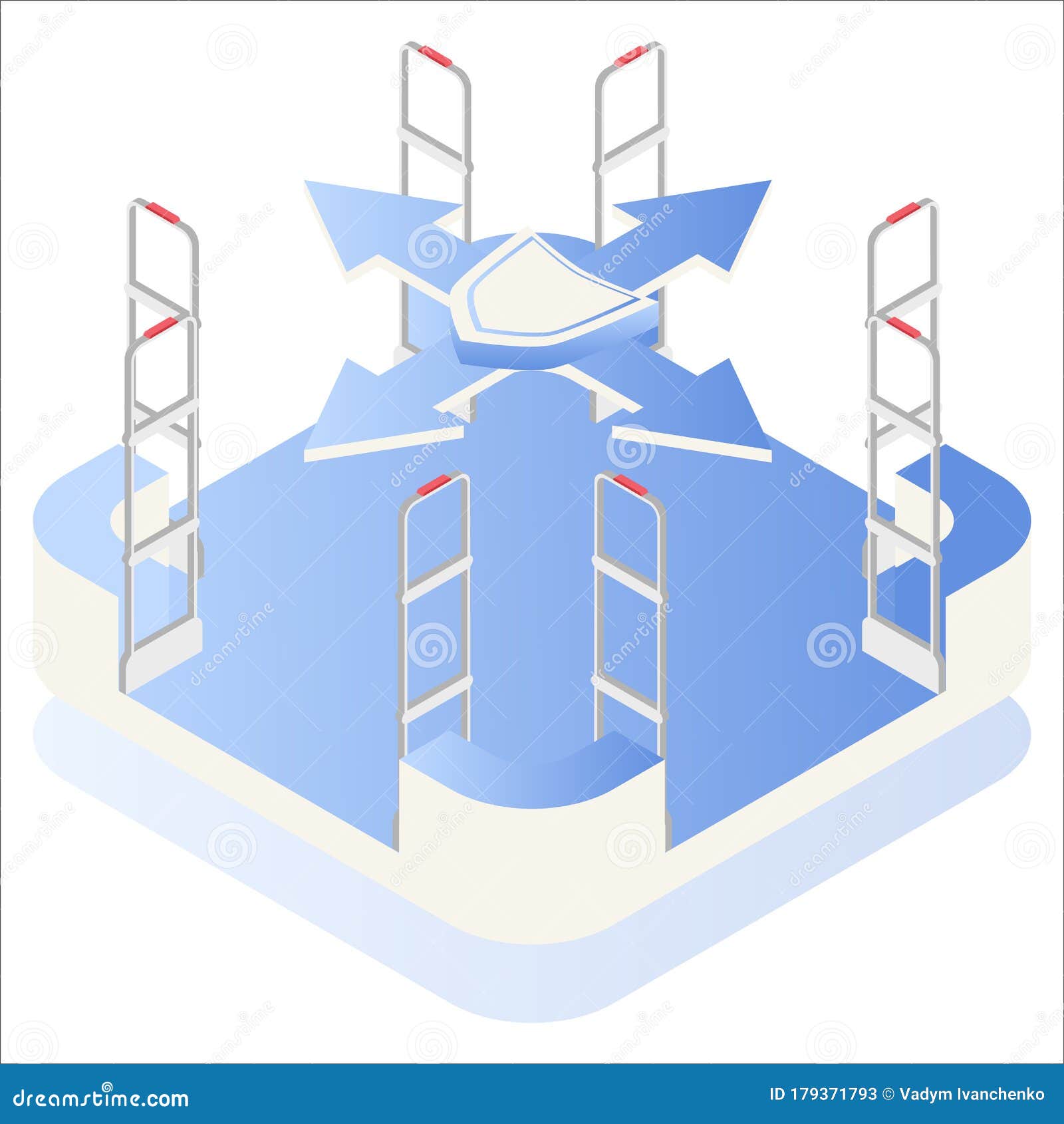 Isometric Vector. Preventing Shoplifting Scanner Gate System on All ...
