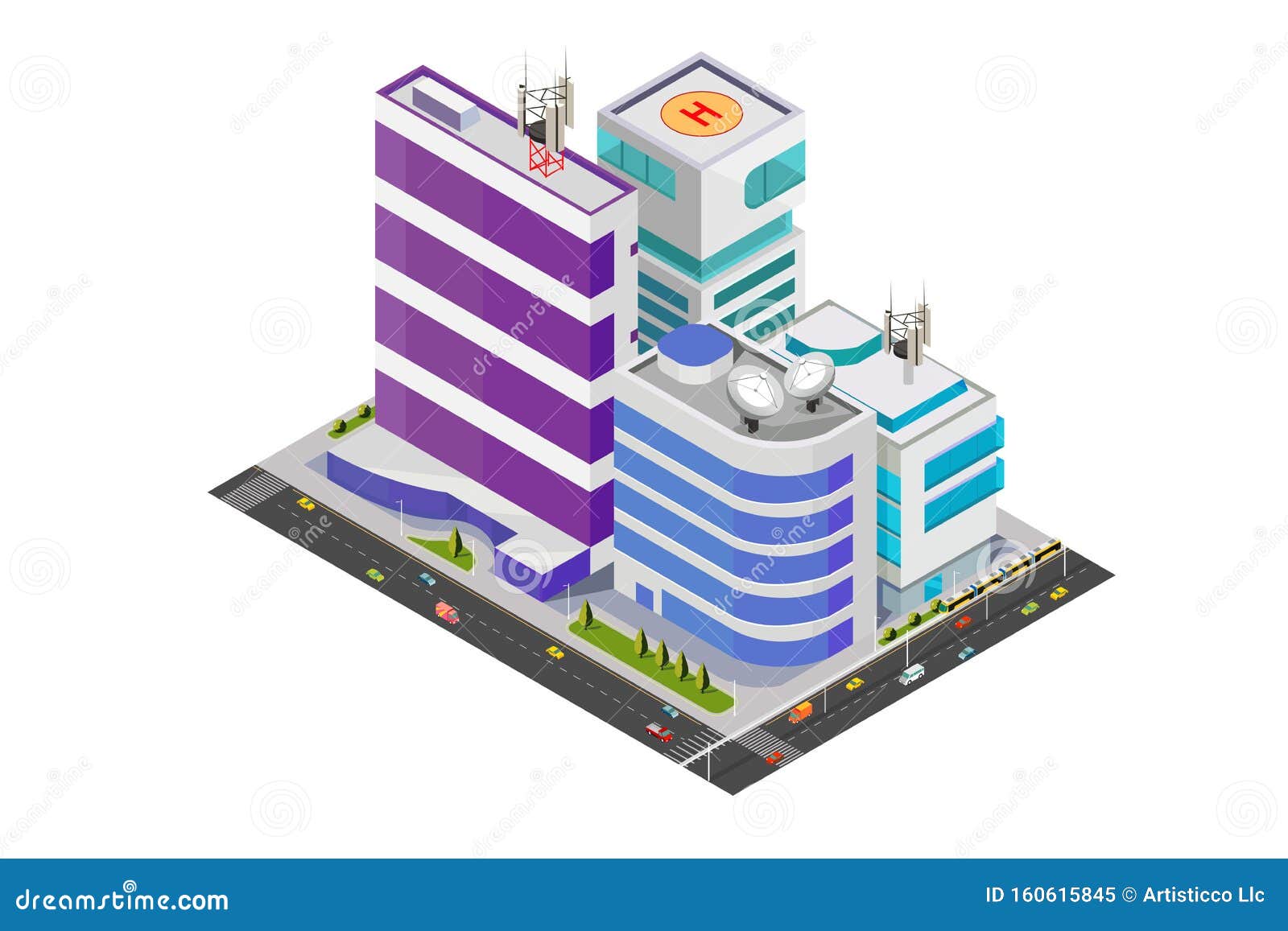 Isometric Vector Illustration of Modern Buildings Stock Vector ...