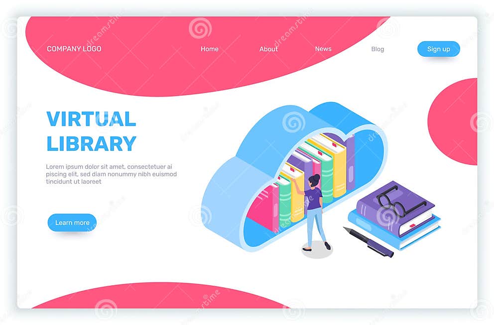Isometric Vector Illustration Representing a Woman Choosing a Book in a Virtual Online Library ...