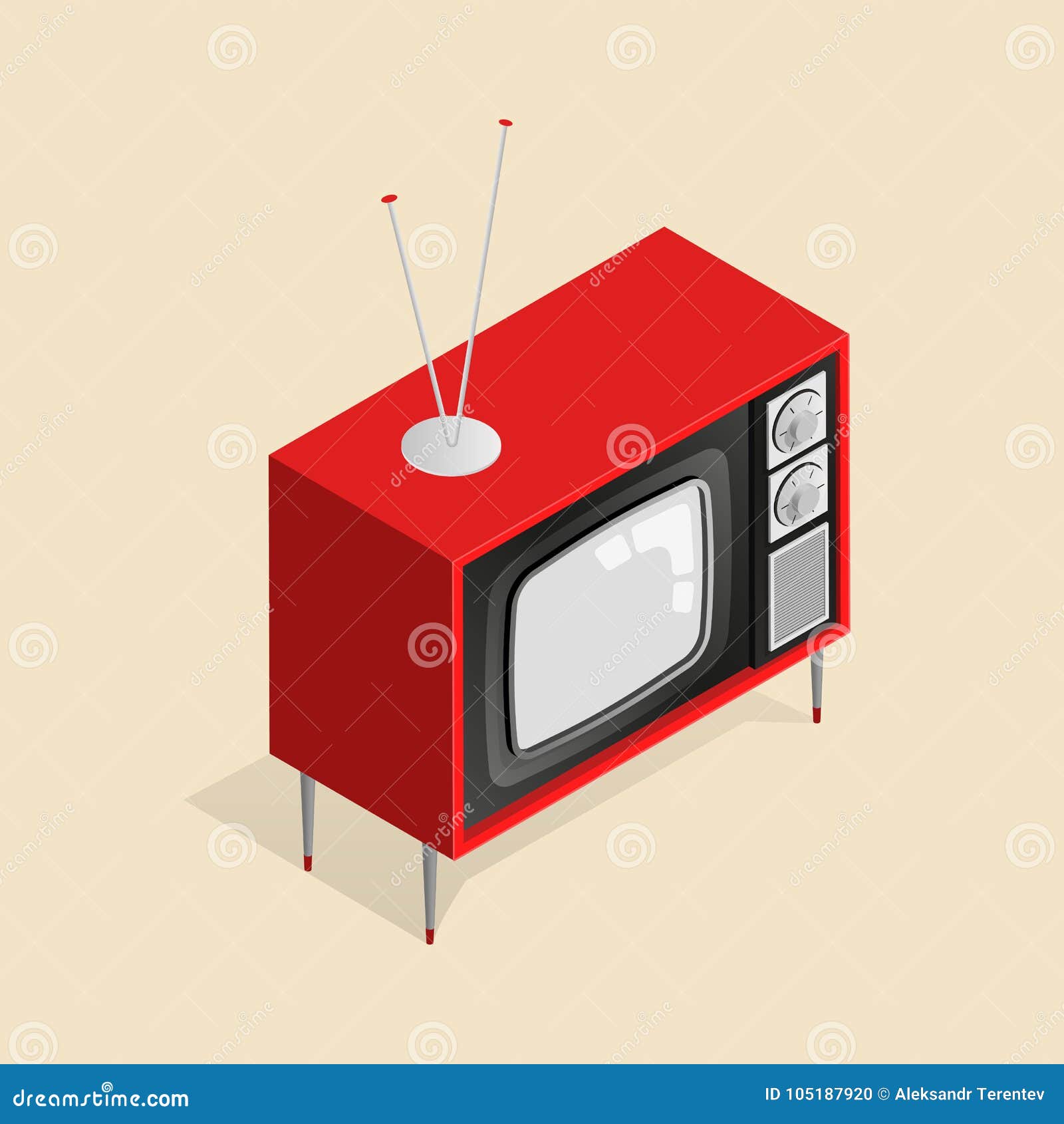 Isometric Vector Illustration of Retro TV. Stock Vector - Illustration ...
