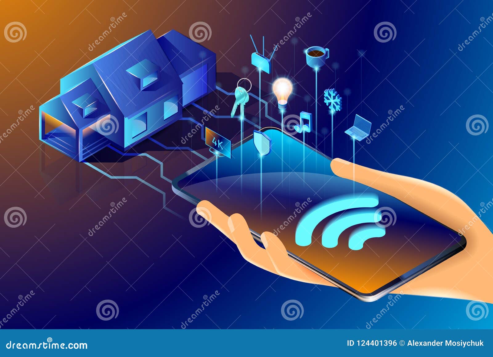 Isometric Vector Illustration of the Smart Home Structure. Abstract ...