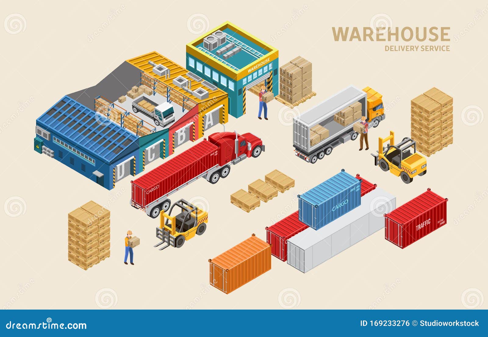 Workers Loading Things On The Warehouse Concept On A Smart Logistics ...