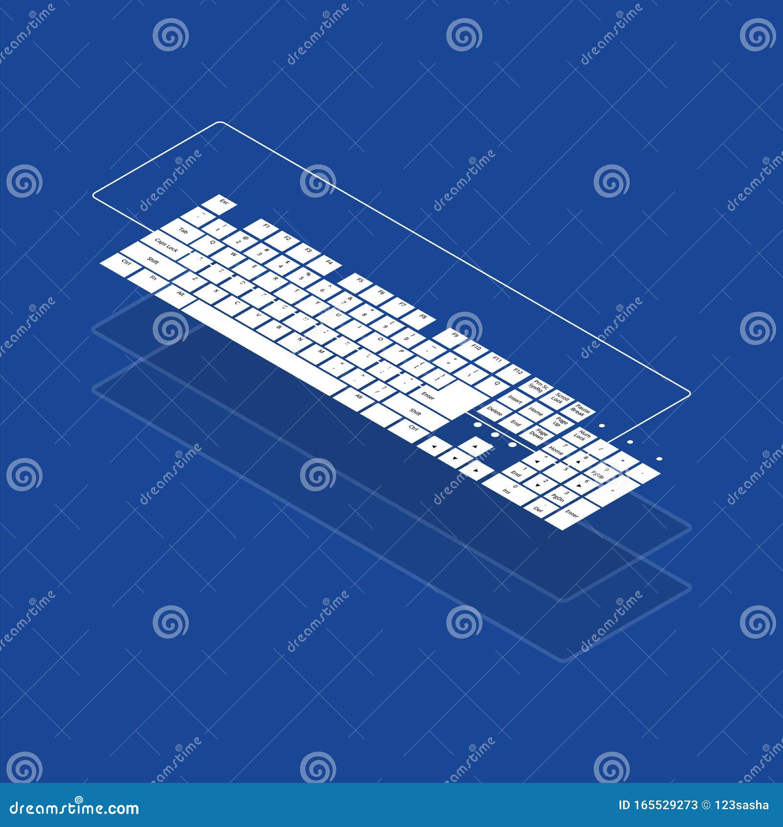 Isometric Vector Keyboards on the Blue Background Stock Vector ...